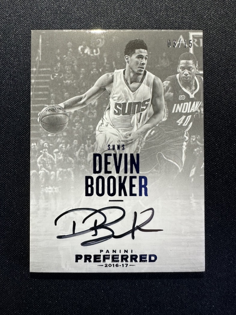 2016-17 Panini Preferred Devin Booker 小书 太阳 德文 布克 /15编 签字 卡签 蓝平行 队史第一人 ...