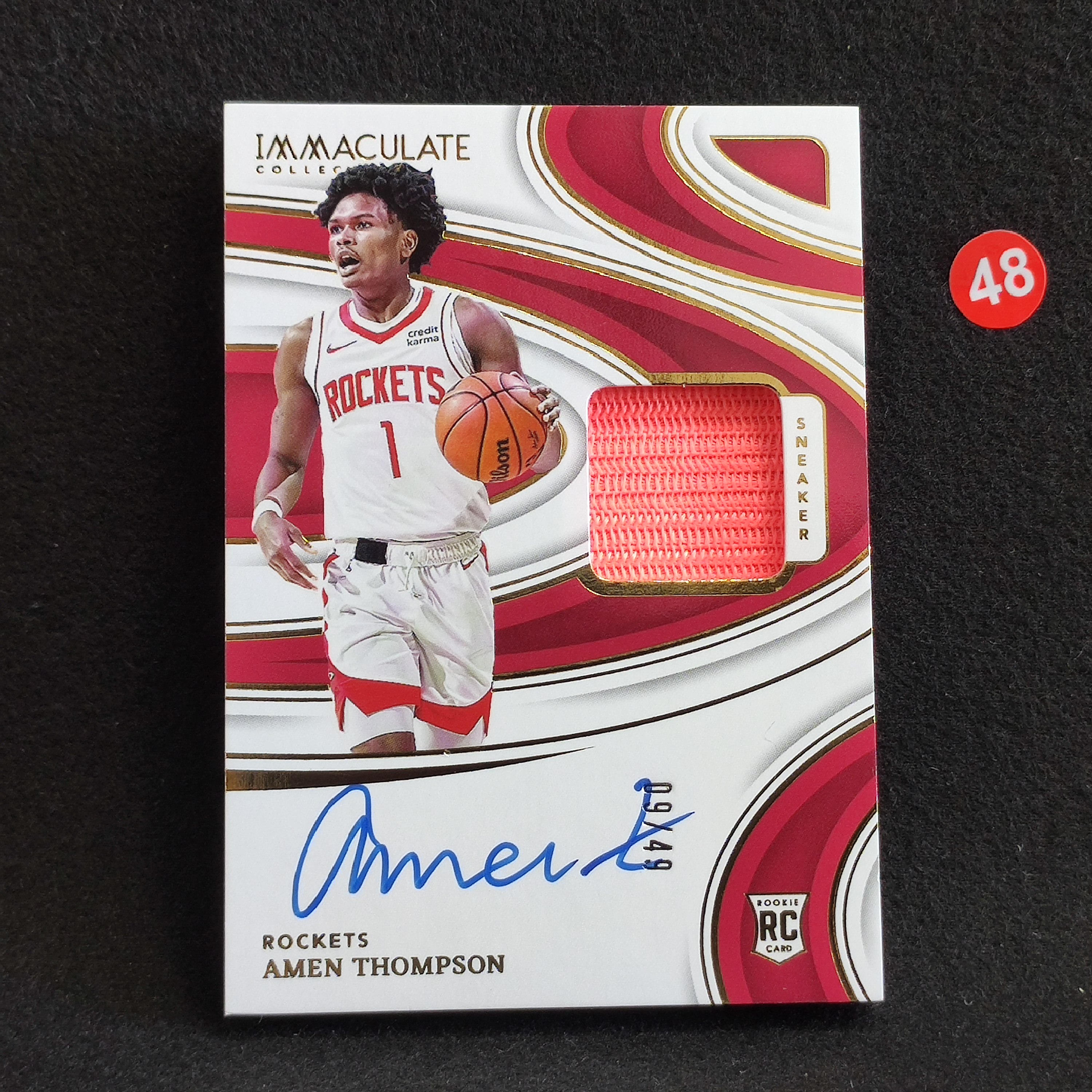 【大腿代卖精品】Amen Thompson 阿门汤普森 2023-24 Immaculate 爱咪咪 RC新秀 /49编 SNS 签字 卡签 ...