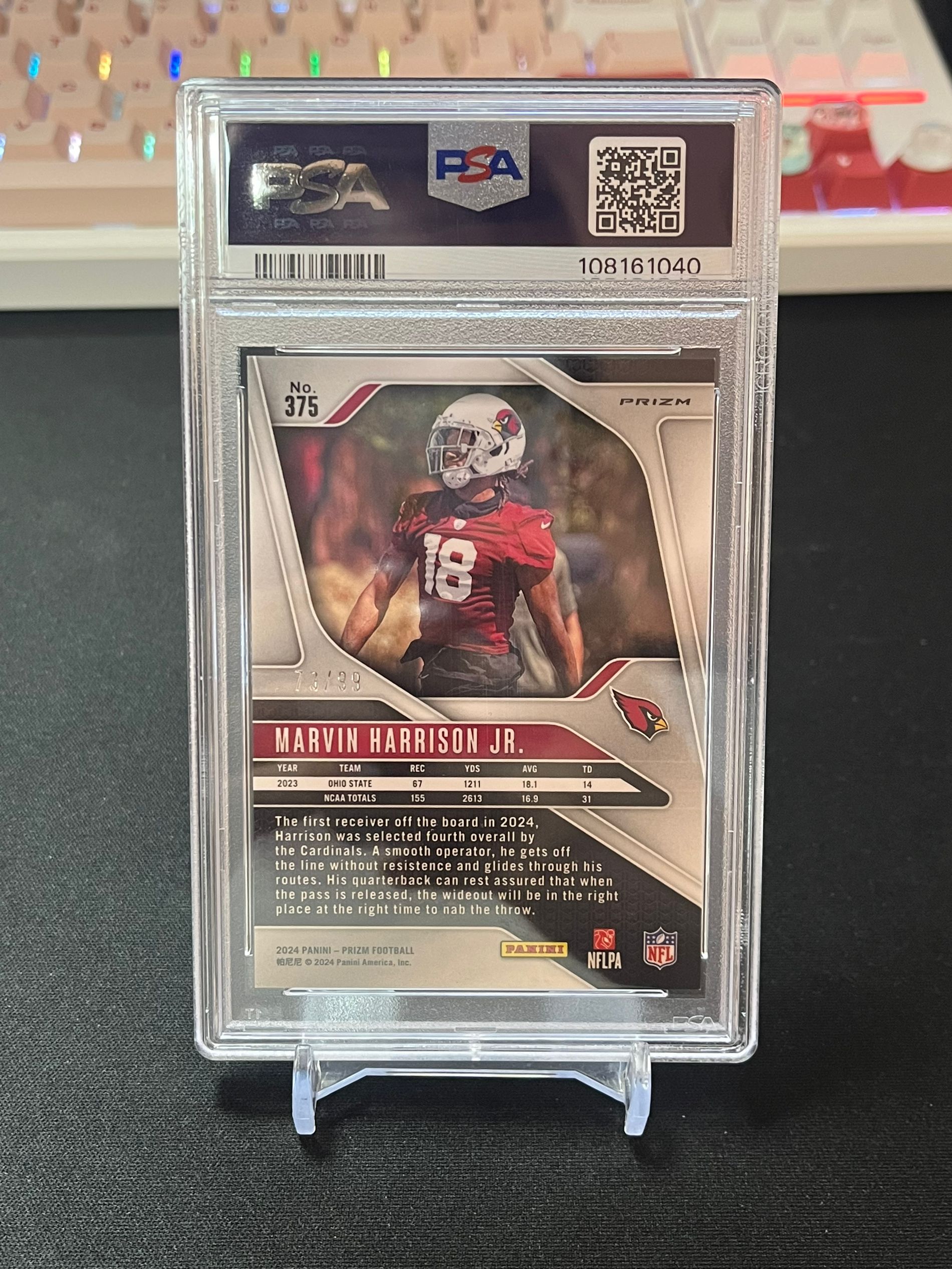 【浩行拍卖 截标预付82%】2024 panini prizm marvin harrison jr 红雀 小马尔文 哈里森 RC 新秀 蓝碎 ...