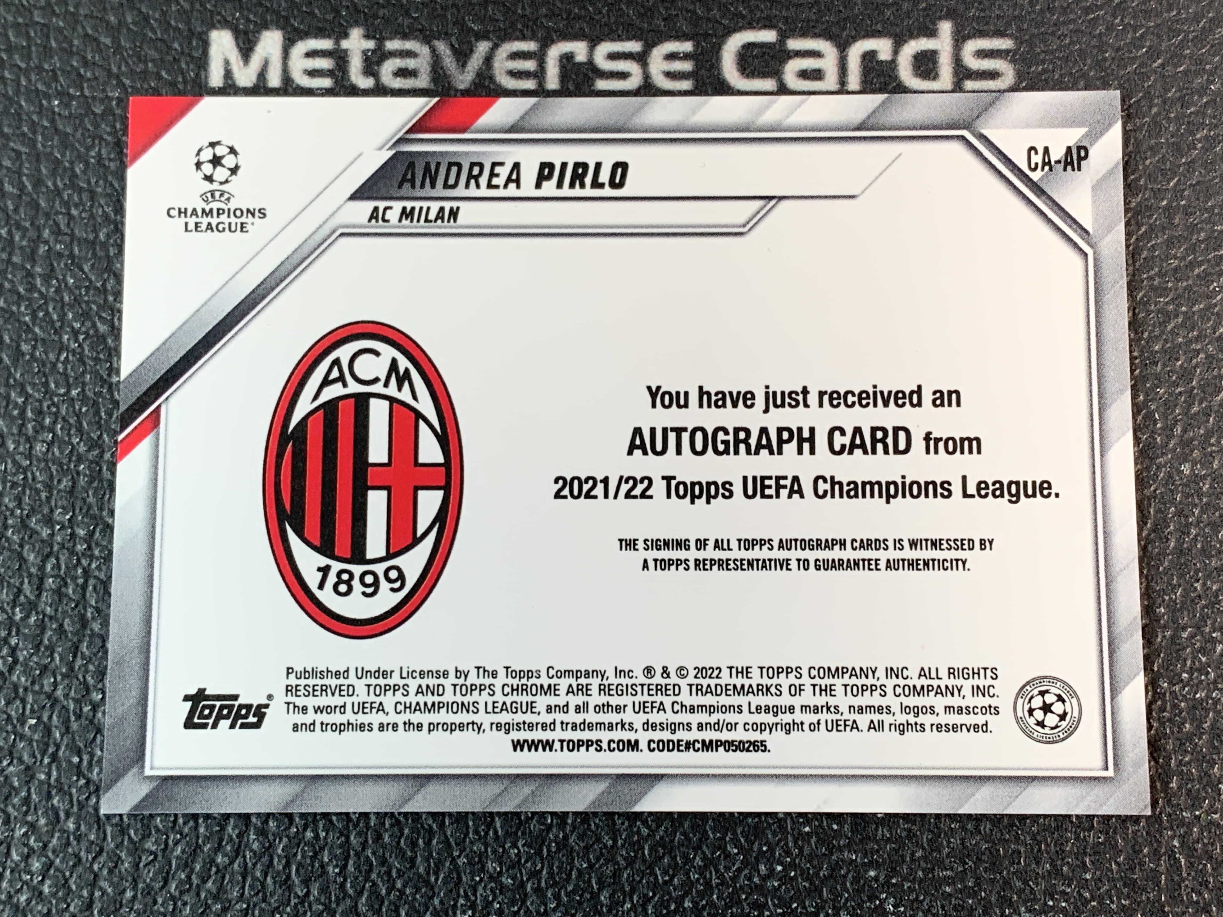 【元宇宙拍卖】K14-020：2021-22 Topps Chrome Andrea Pirlo 欧冠TC AC米兰 意大利 安德烈亚 皮尔洛 ...