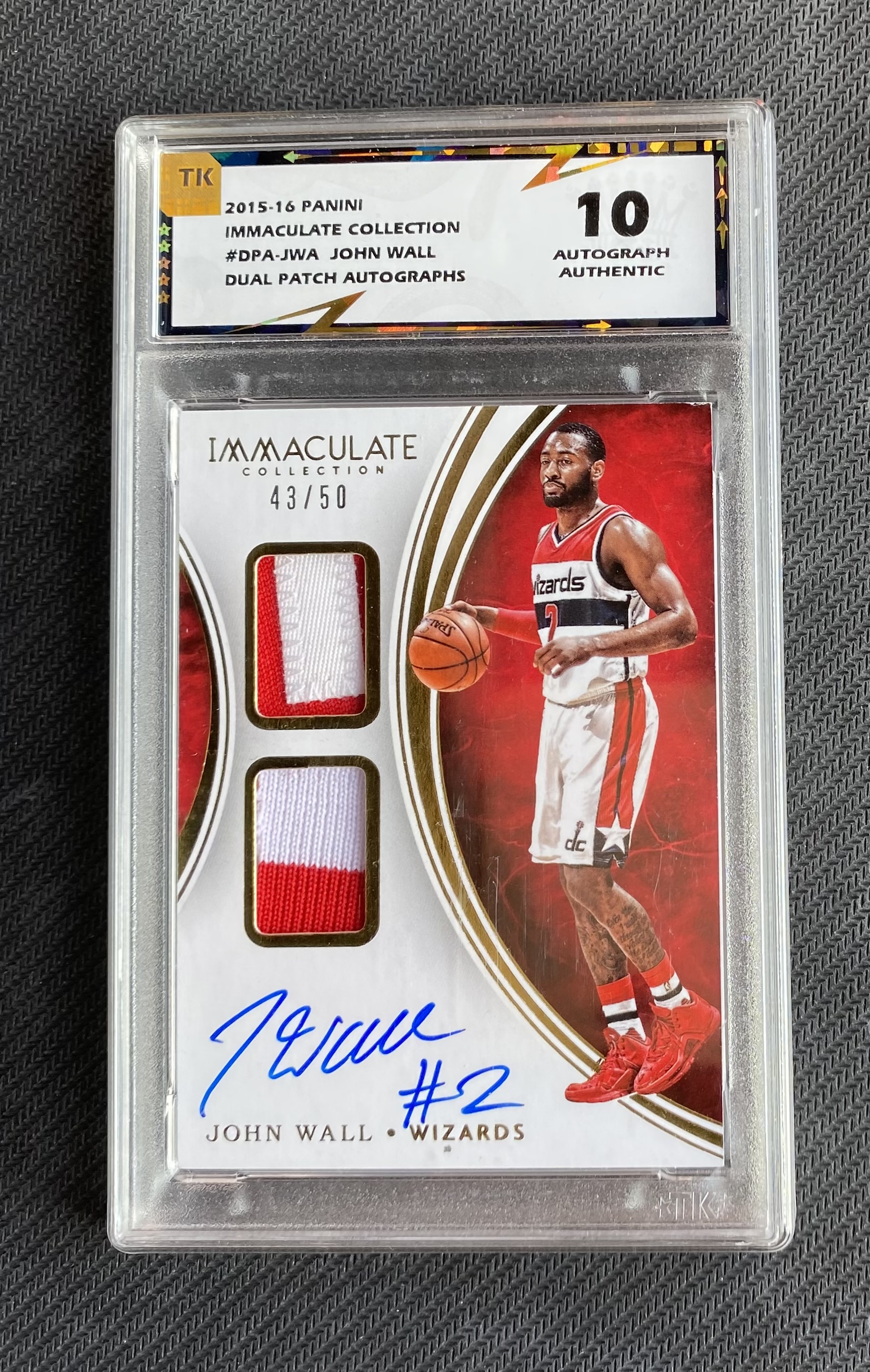 2015-16 Panini Immaculate John Wall 华盛顿奇才 约翰沃尔 双窗Patch签字 卡签 PA 43/50 TK ...
