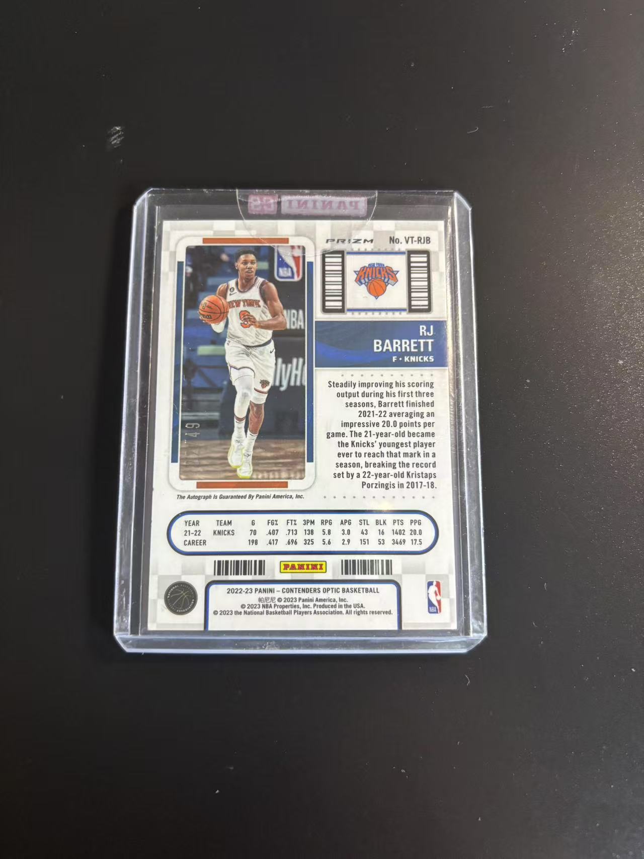 2022-23 Panini Contenders Optic R.J. Barrett 巴以 RJB 巴雷特 纽约 猛龙 加拿大 球票op ...