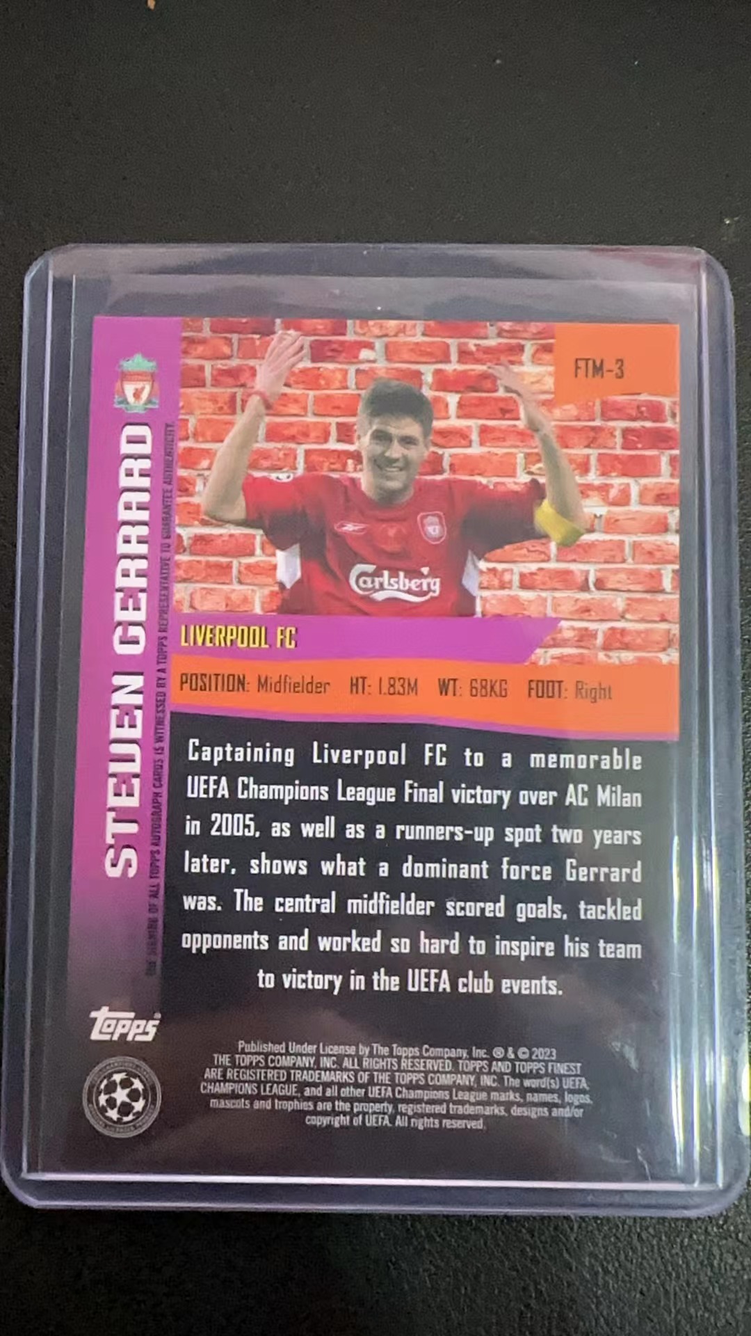 2022-23 Topps Finest Steven Gerrard Finest系列 利物浦传奇 杰拉德 128/350编 签字 大佬特卡 ...