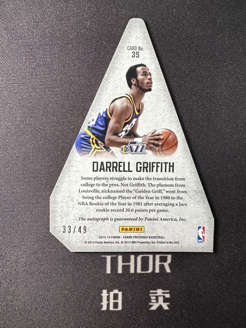 【Thor拍卖 只发顺丰不累计】2013-14 Panini Preferred Darrell Griffith 爵士 格里菲斯 异形 卡签 ...