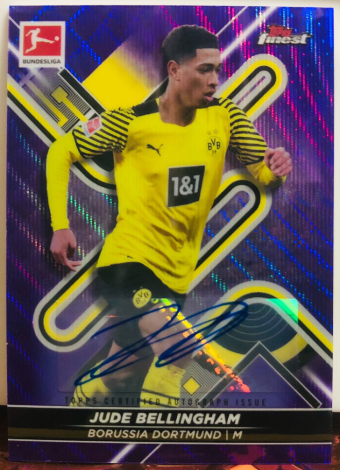 2022 Topps Finest Jude Bellingham 英格兰 多特 贝林厄姆 贝林汉姆 80编签字紫波纹折 超级sp 实卡超美
