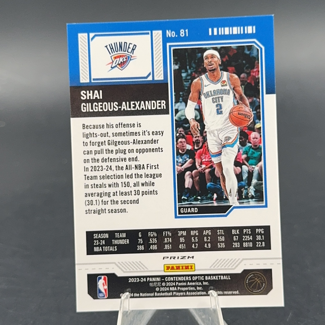 2023-24 Panini Contenders Optic Shai Gilgeous-Alexander 【五月拍卖 顺丰空运】球票OP ...