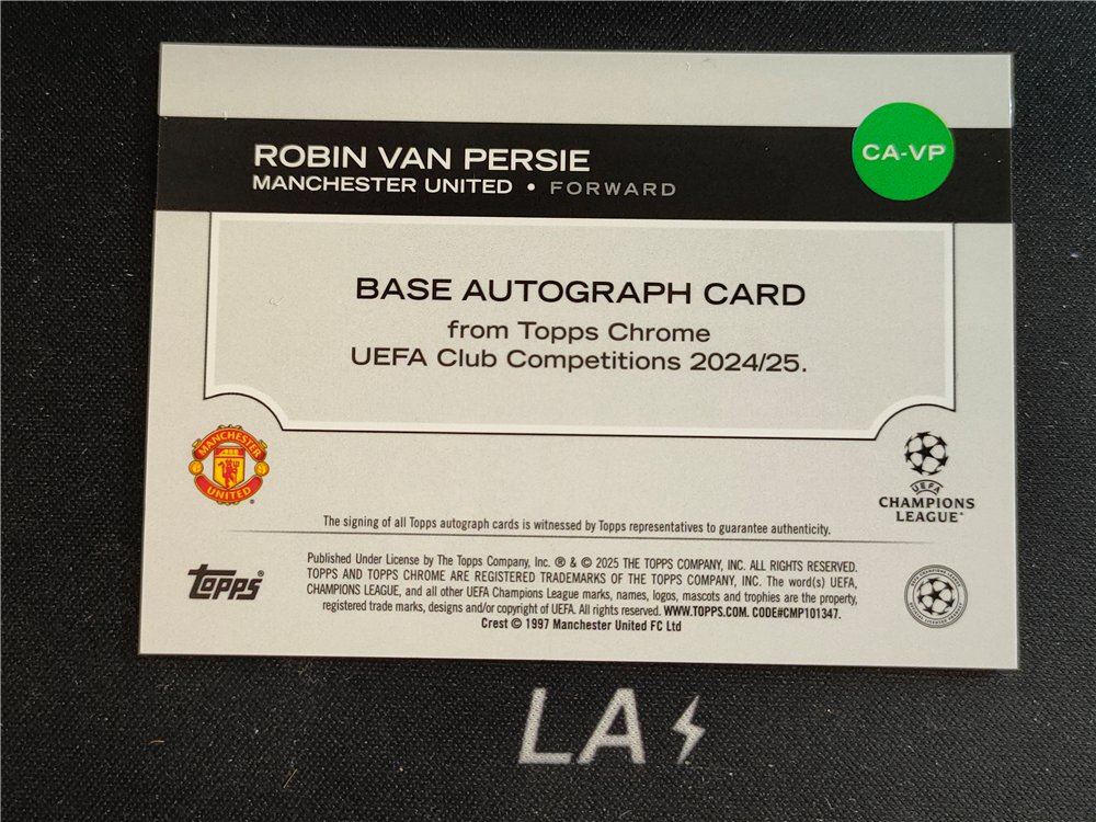 【LA拍卖】2024-25 Topps Chrome Robin Van Persie 欧冠 欧战系列 罗宾 范佩西 曼联 签字 绿熔岩折 ...