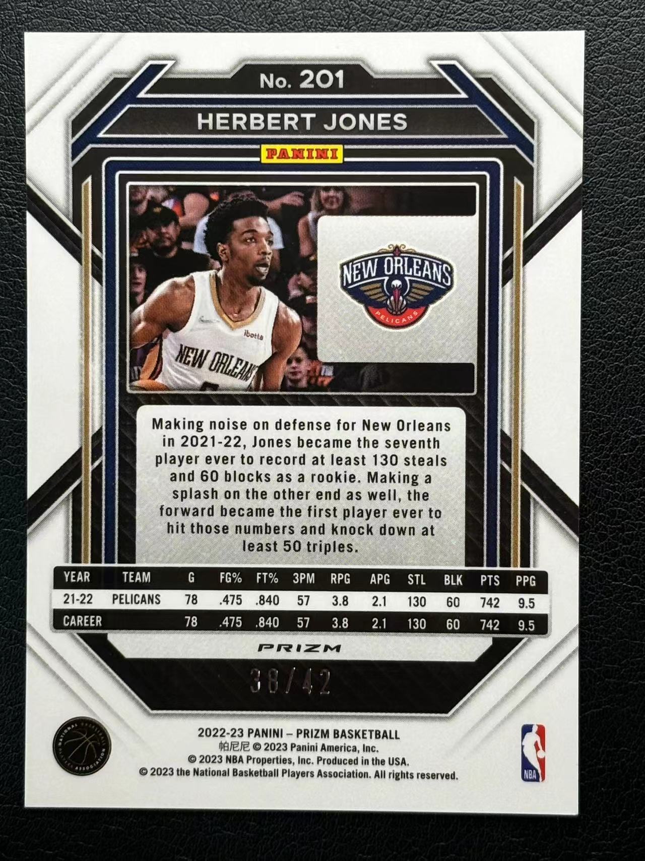 2022-23 Panini Prizm Herbert Jones 赫伯特 琼斯 鹈鹕选图 PZ系列 38/42编 粉脉冲折 粉disco折 ...