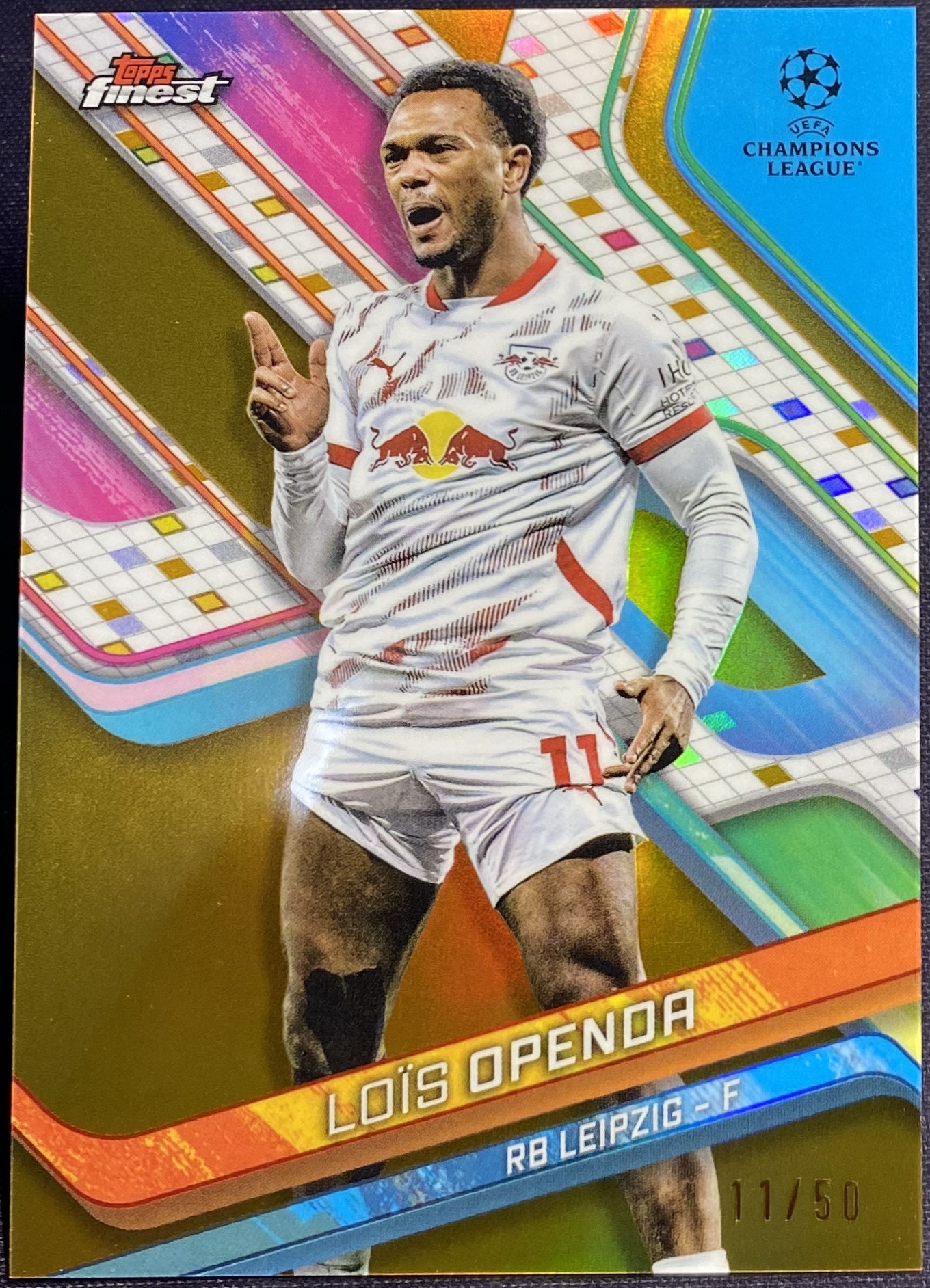 2024-25 Topps Finest Lois Openda 奥蓬达 RB莱比锡 比利时 11/50编 低编金折 同背 庆祝选图 主力前锋 ...