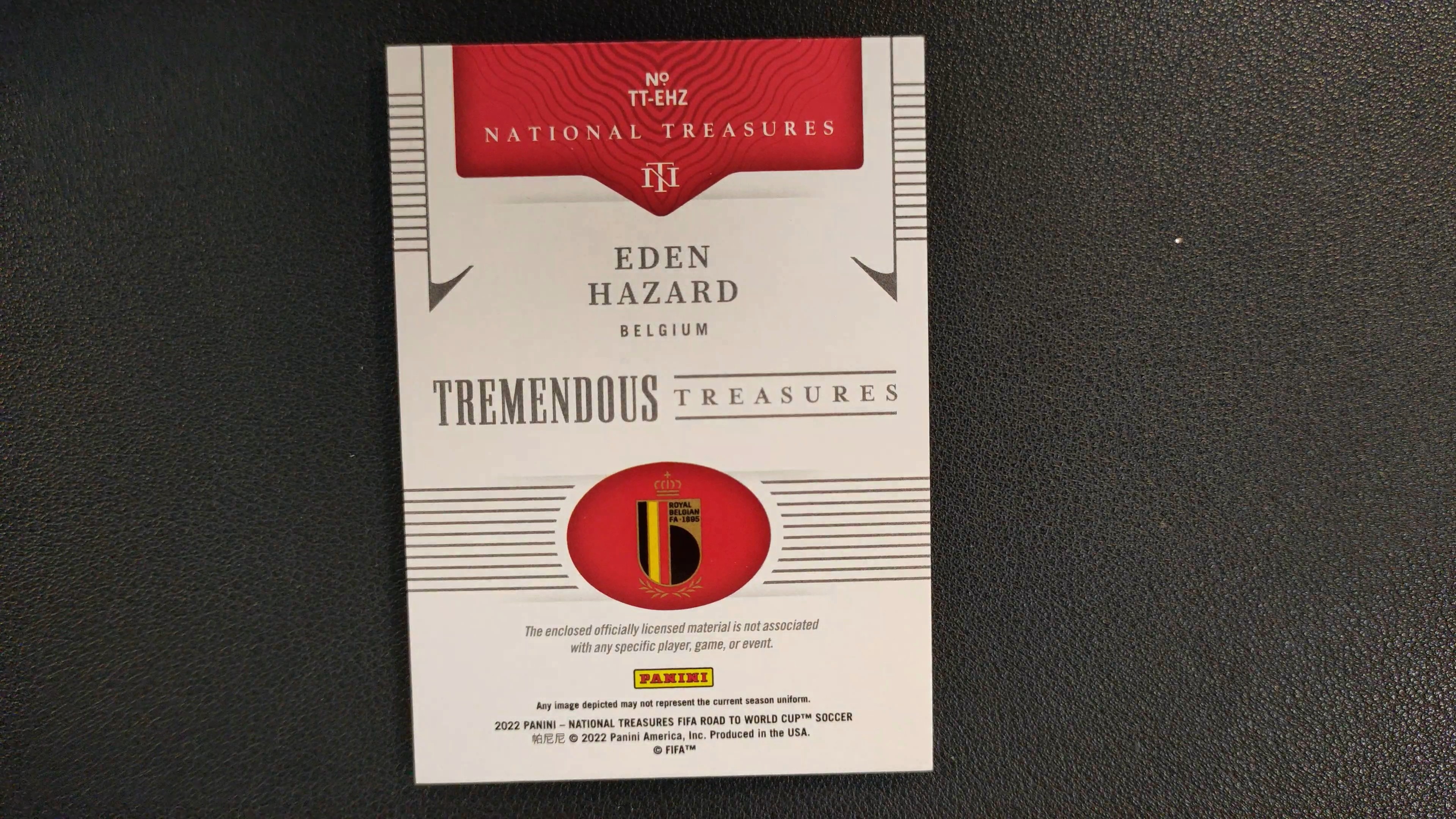 【Arui AR273 H600】2022帕尼尼 卡塔尔之路 世界杯 国宝 比利时 阿扎尔 球衣物料 三窗 蓝折 暴力切割patch 24/49编 卡品如图 卡淘