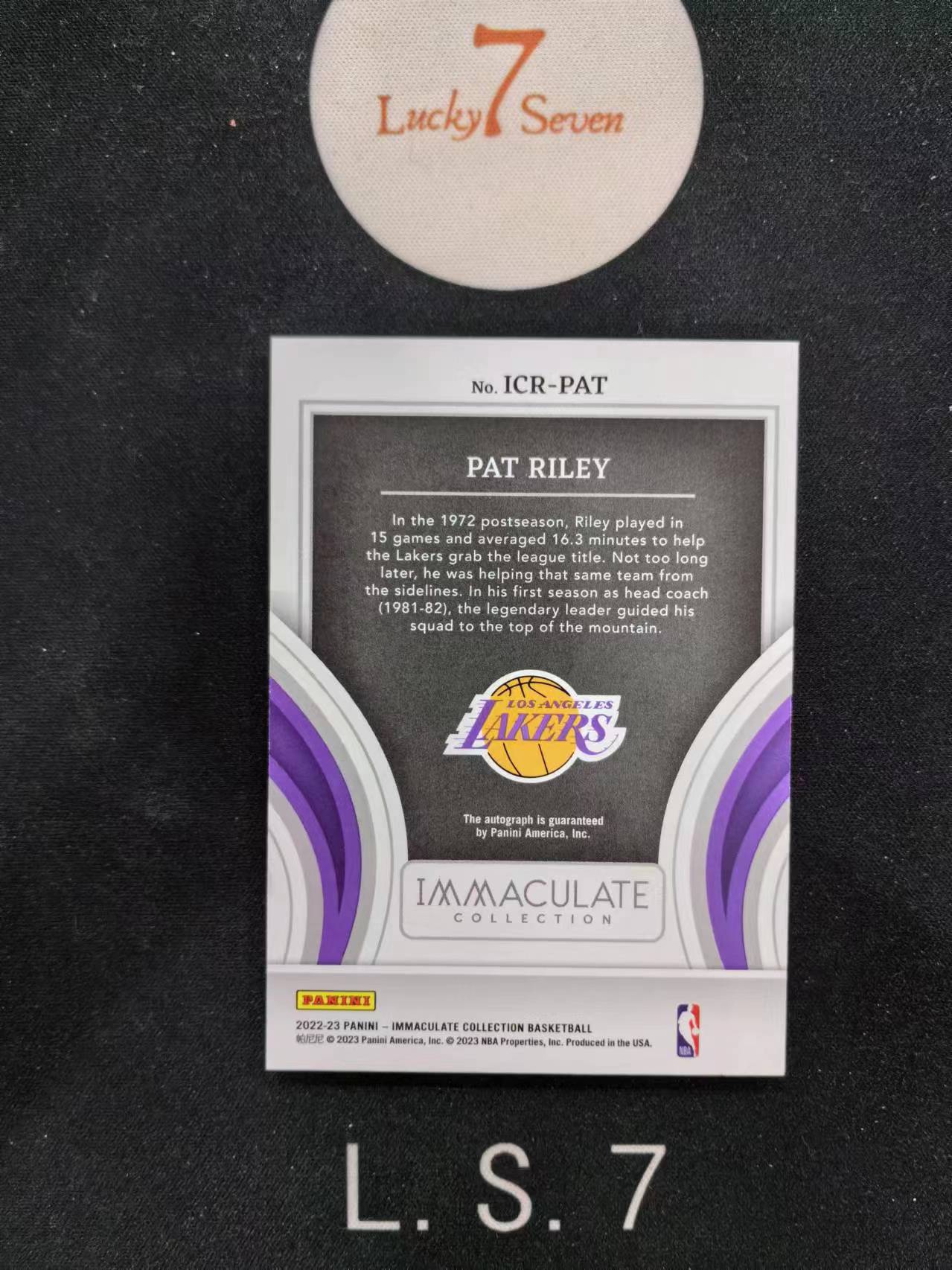 2022-23 Panini Immaculate Pat Riley LS7拍卖 IMM 湖人 帕特 莱利 38/99 ...