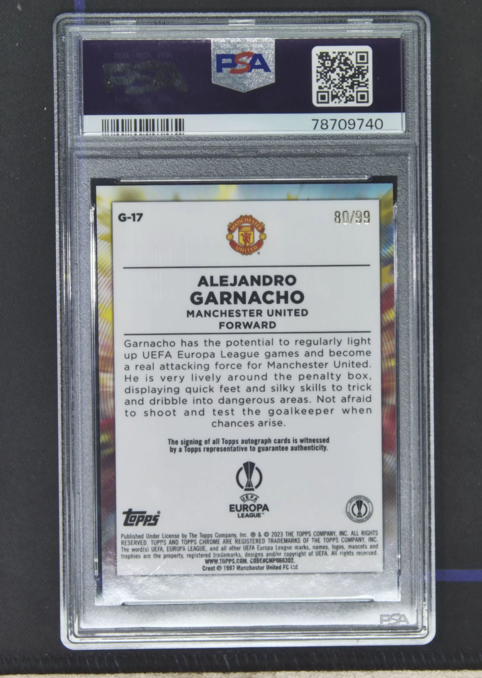 2022 Topps Chrome Alejandro Garnacho 加纳乔 99编 新秀 GOLAZO 签字 PSA 9分 曼联边锋 ...