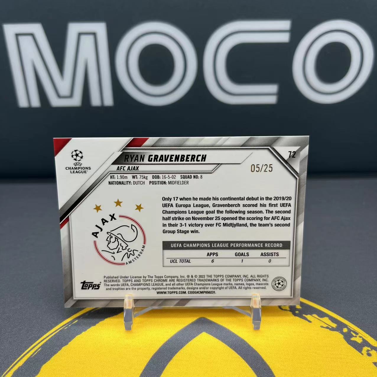 2022 Topps Chrome Ryan Gravenberch 【Moco拍卖】TC 欧冠 阿贾克斯 格拉文贝尔奇 5/25编 橙折 低编 荷兰 收藏必备 拍前看描述【MKN-297】 卡淘