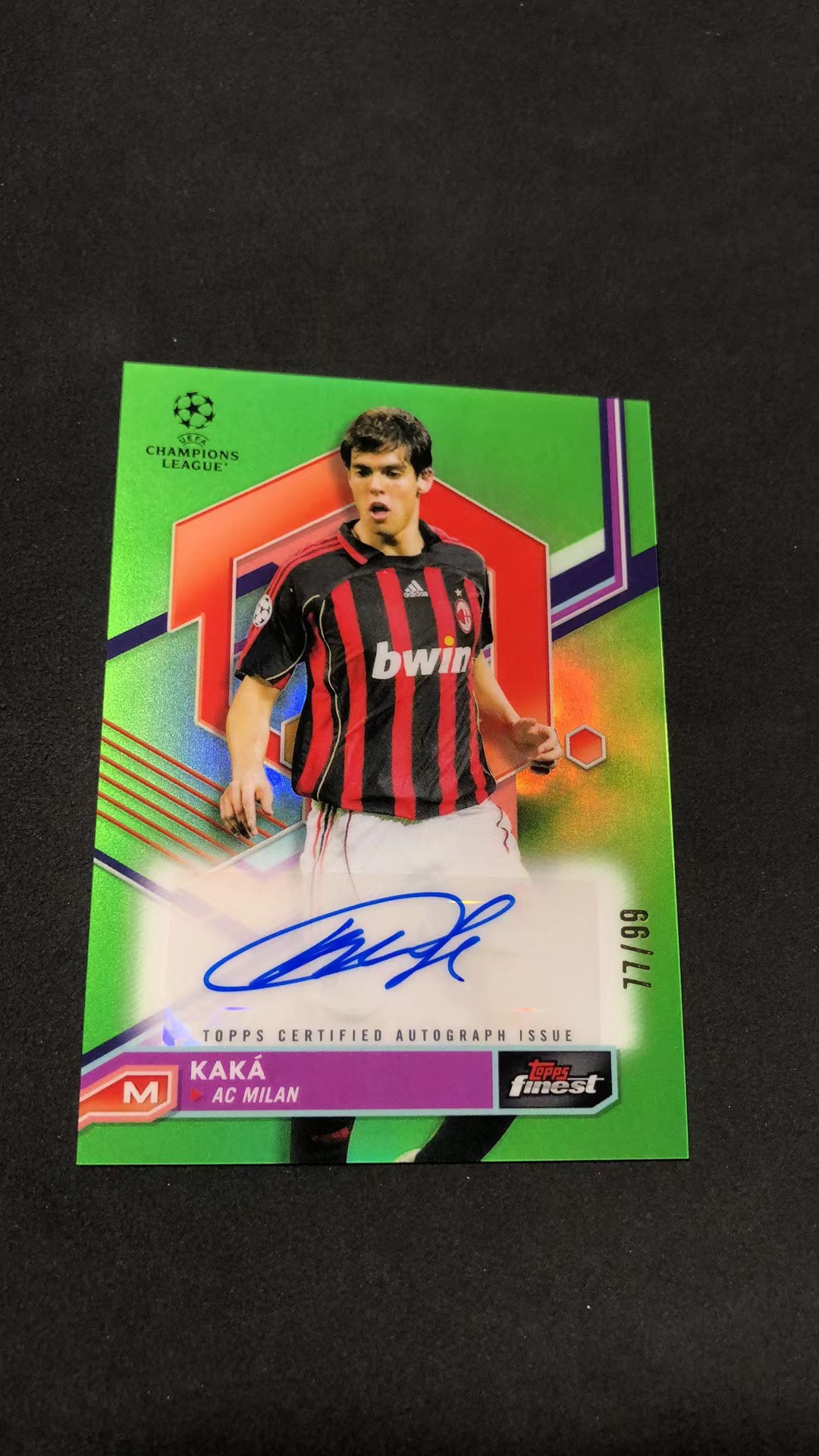 2022-23 Topps Finest kaka 欧冠UEFA AC米兰 卡卡 77/99编 完美签字签名 绿折 巴西王子 金球 风之子 ...