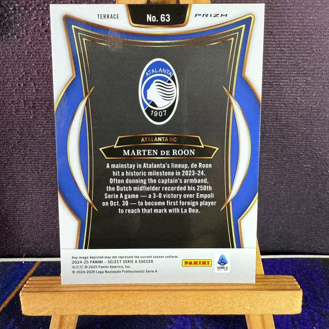 2024-25 Panini Select Marten de Roon 意甲 亚特兰大 德容恩 大比例 斑马折 折射 卡品如图【拾艺拍卖 ...