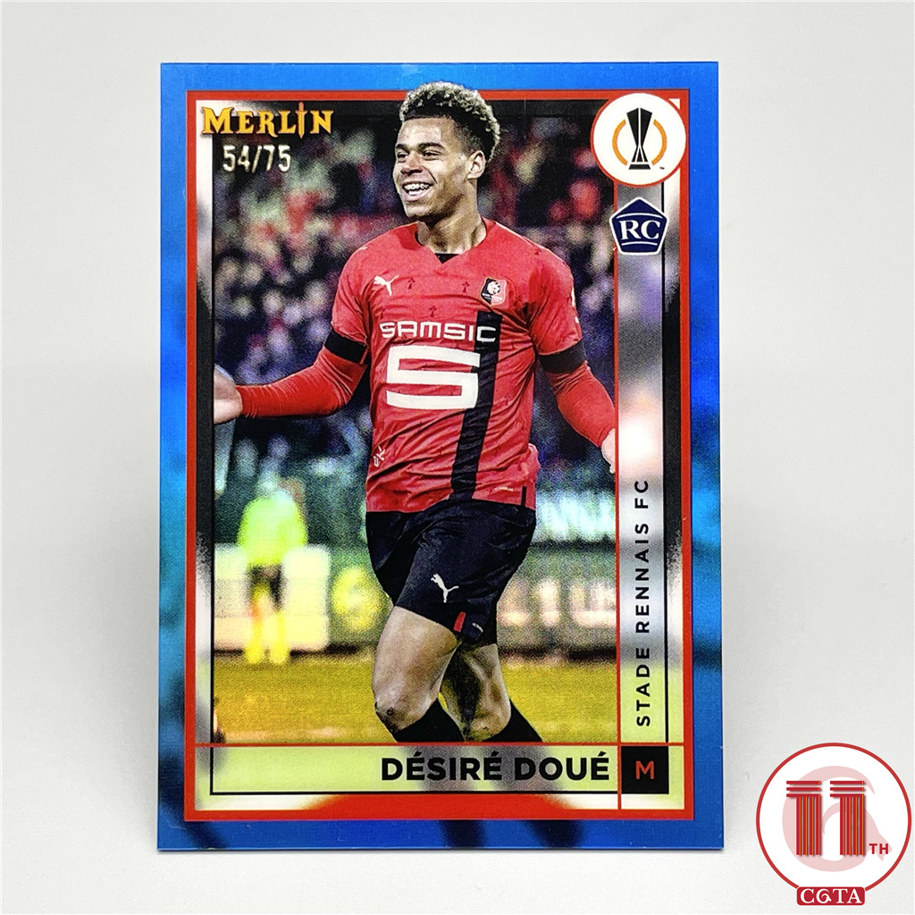 【CGTA越秀山】2022-23 Topps 欧冠 梅林Merlin Chrome 雷恩 杜埃 RC新秀 54/75编 变化版 蓝折base ...