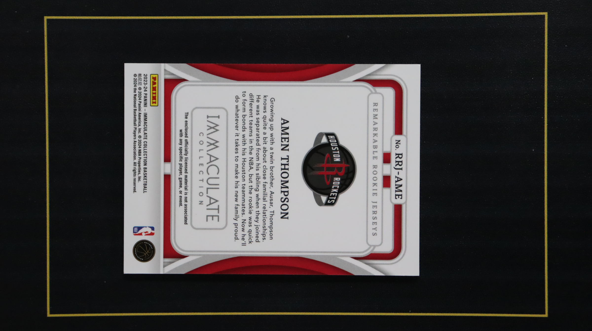 2023-24 Panini Immaculate Amen Thompson RC 新秀 火箭 阿门汤普森 99编 球衣【A-大宝】29【超 ...