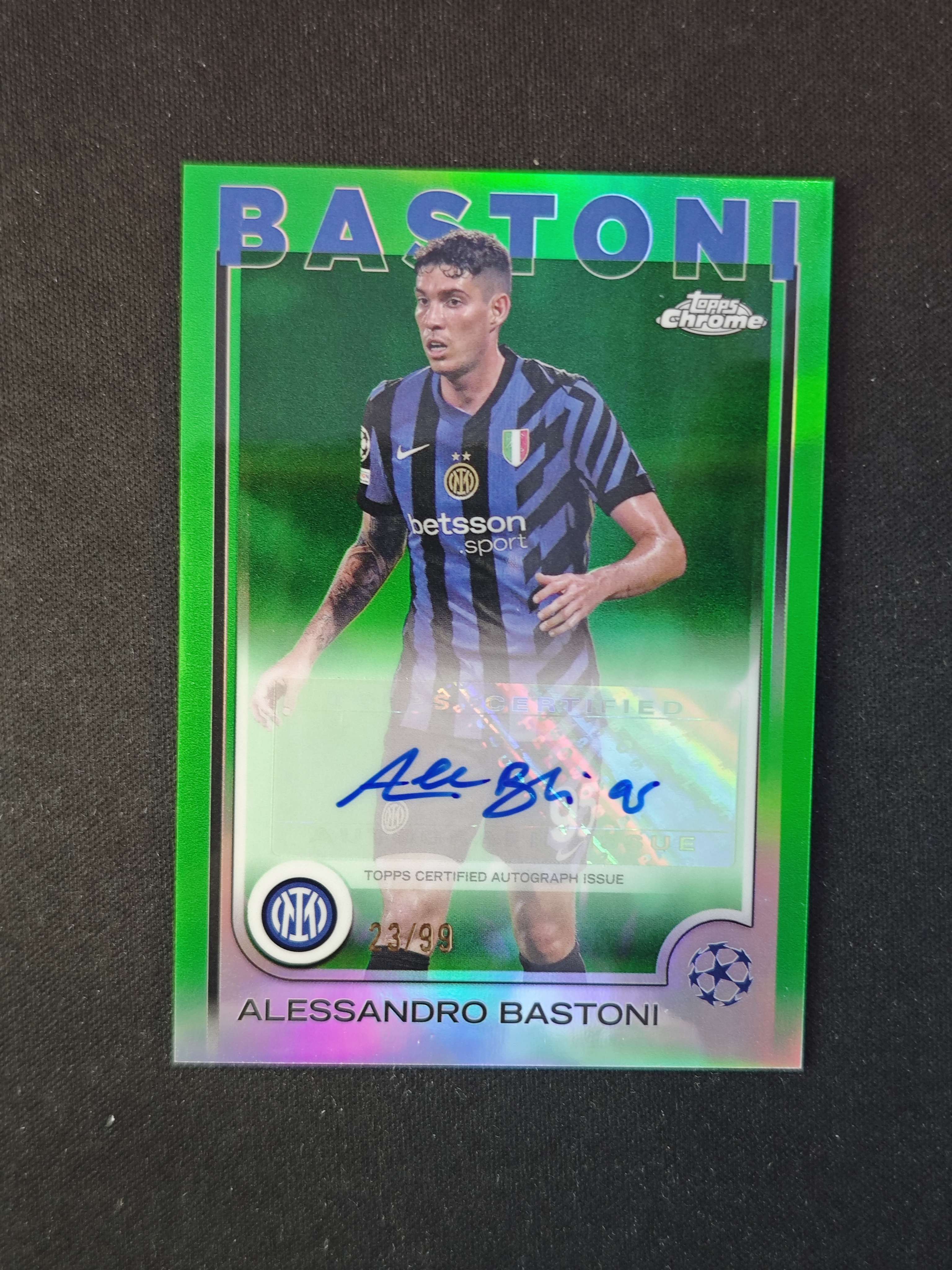 2024-25 Topps Chrome Alessandro Bastoni TC 巴斯托尼 23/99编 签字 绿折 完美墨迹 国际米兰 ...