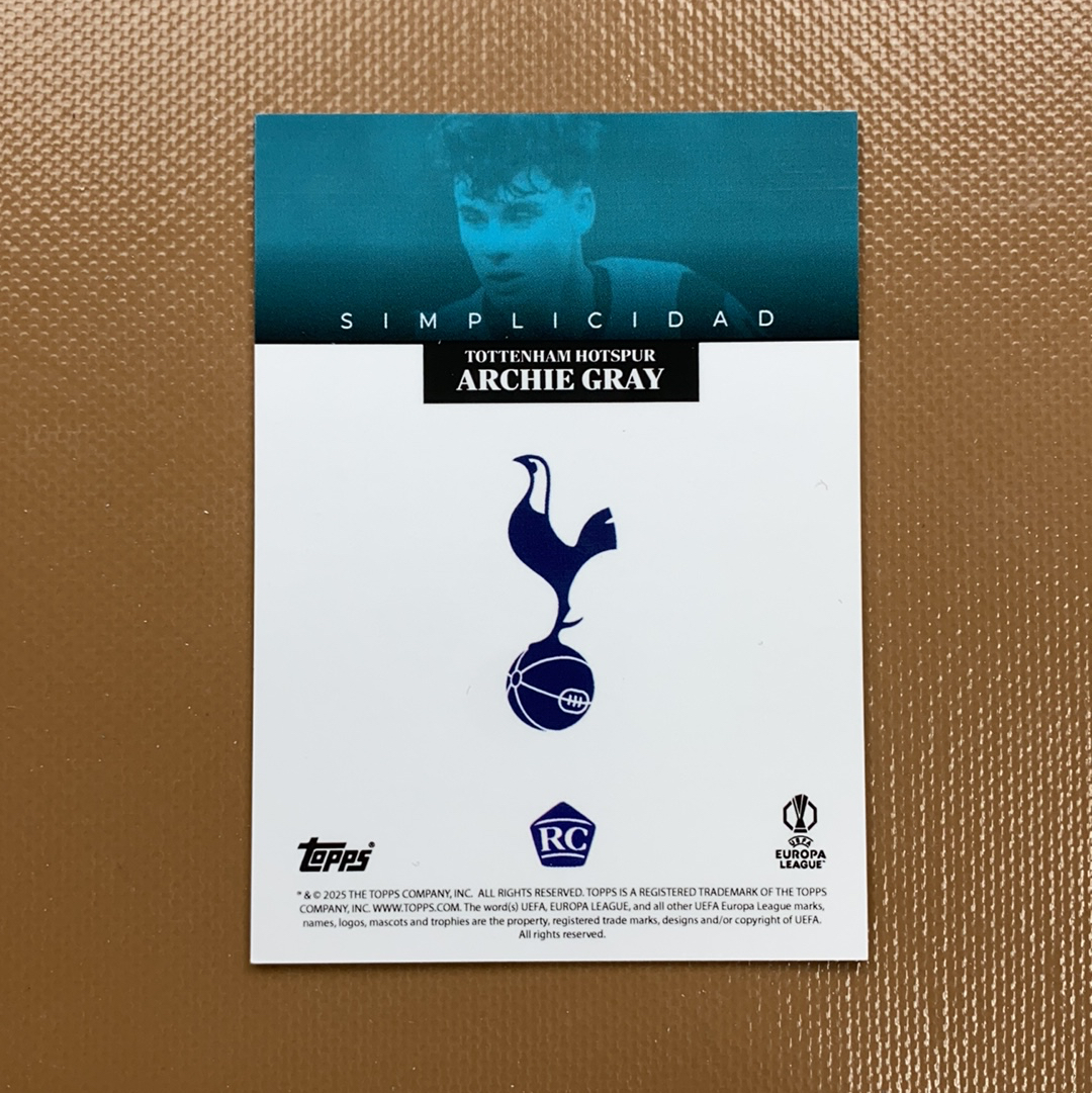 【佳佳代拍】2025 Topps simplicidad archie gray RC 极简 阿奇 格雷 新秀 热刺 36/49编 蓝折 卡品 ...