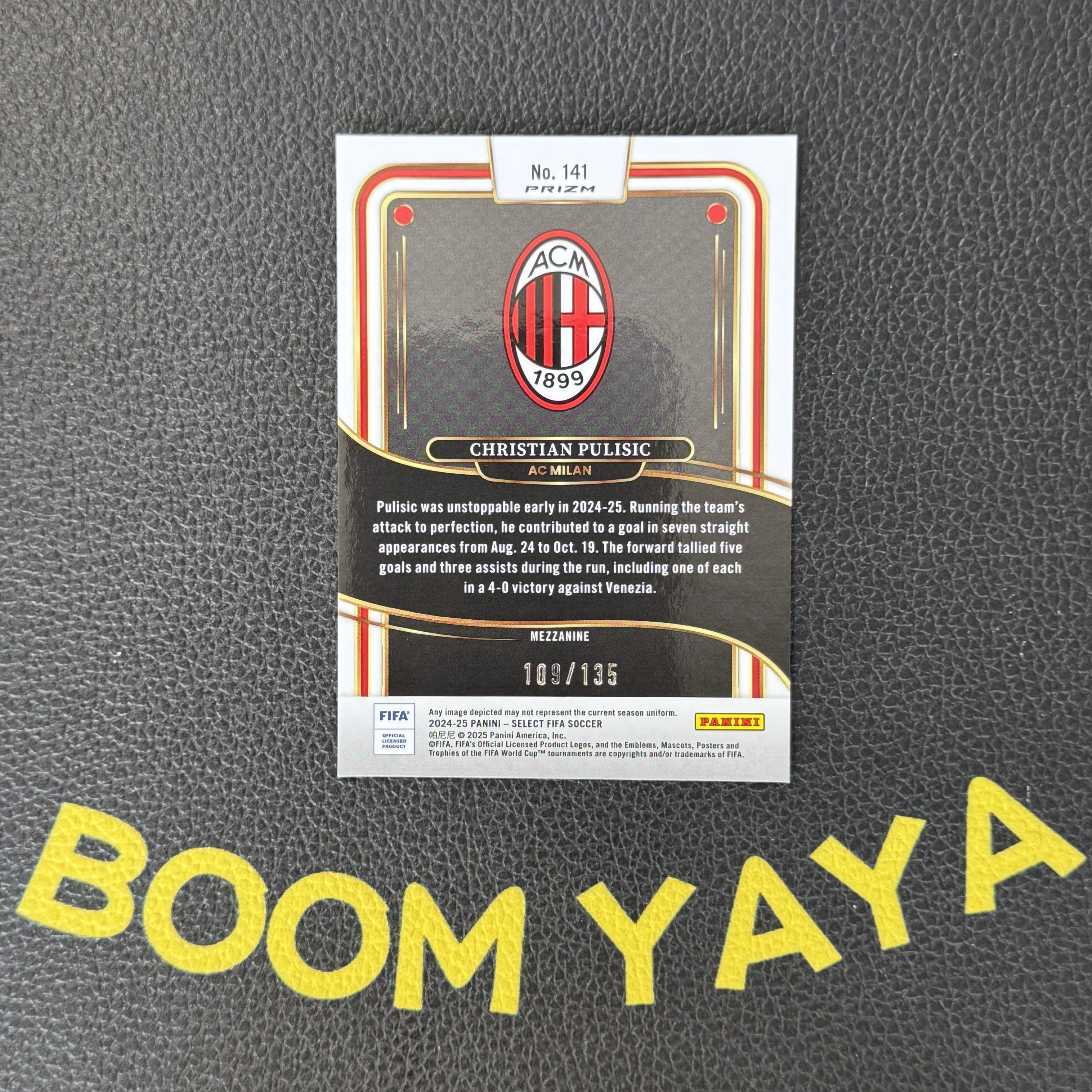 2024-25 Panini select Christian Pulisic 【Boom YaYa】FIFA base迷彩折 109/135 ...