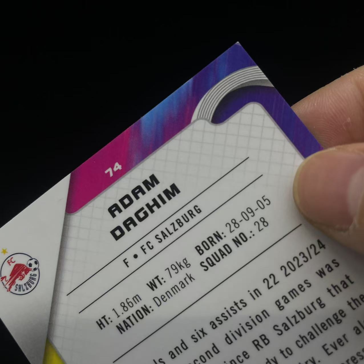 【德基拍卖】2024-25 Topps Finest Adam Daghim RC 欧战Finest 萨尔茨堡 达吉姆 新秀 黑折 折射 3/ ...