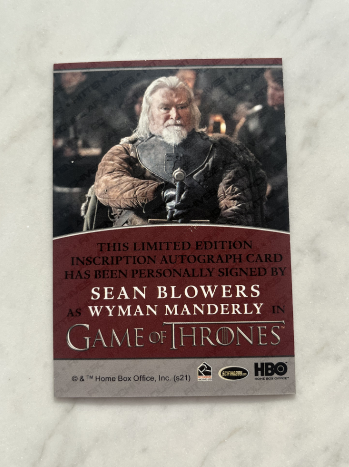 2021 Other Game of Thrones Sean Blowers HBO 权游 权利的游戏 权力的游戏 冰与火之歌 曼德勒 鳗鱼 ...