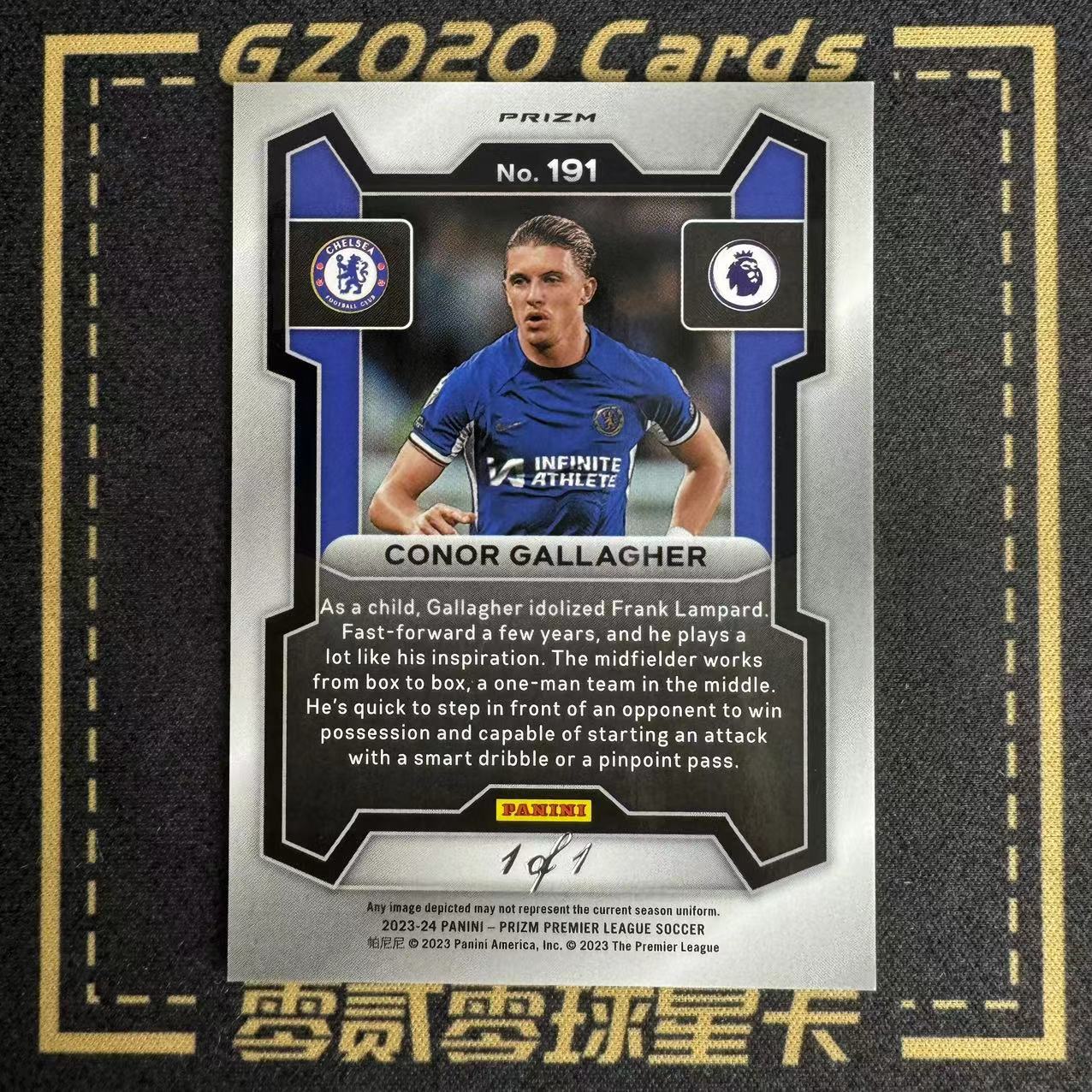 2023-24 Panini Prizm Conor Gallagher 英超Prizm 康纳 加拉格尔 1/1编 oneofone 黑泡泡折 ...