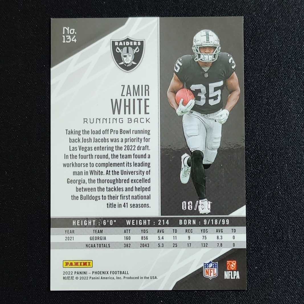 2022 Panini Phoenix Zamir White RC 【FTC】橄榄球NFL 凤凰 拉斯维加斯突袭者 扎米尔怀特 跑卫 08 ...