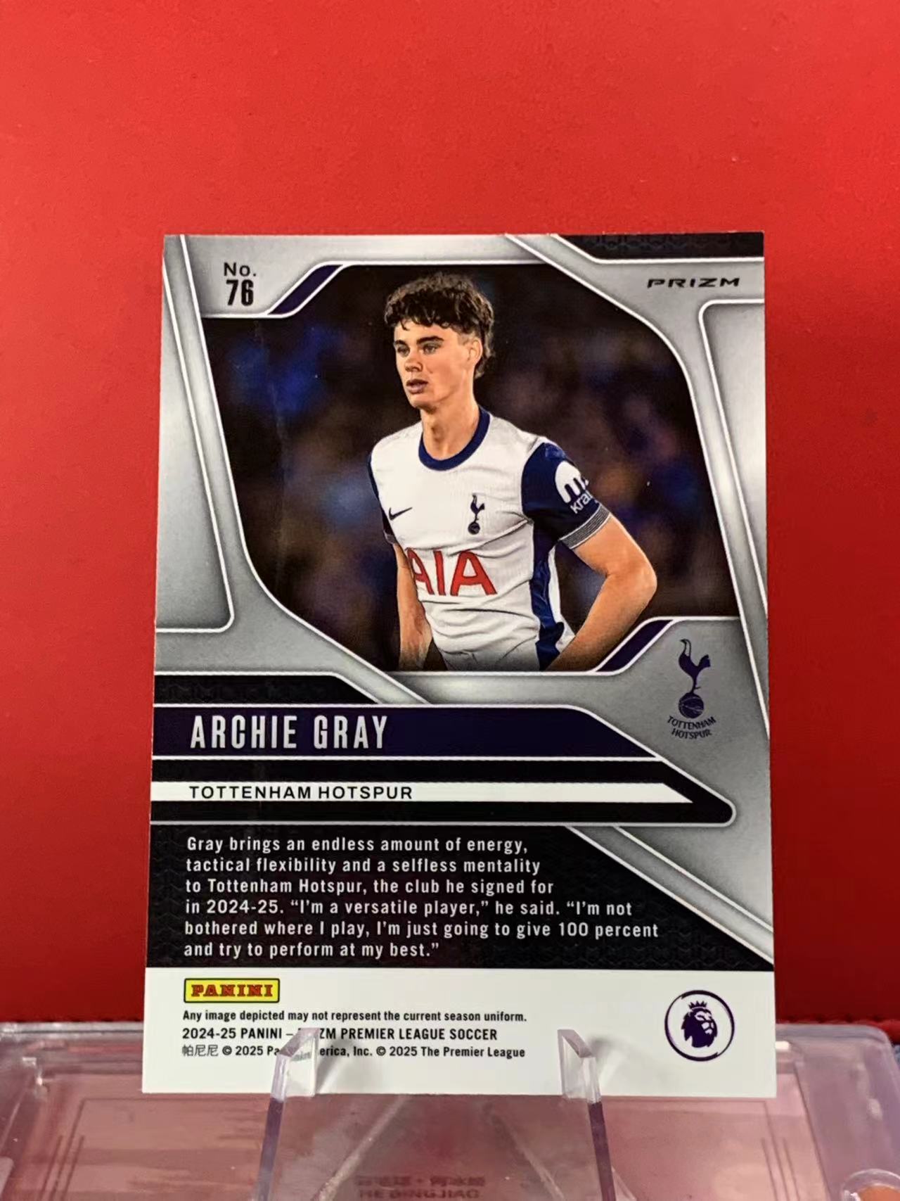 （詹叔代拍）2024-25 Panini Prizm Archie Gray RC 英超 PZ 热刺 新秀 阿奇 格雷 正RC 银折 折射 卡 ...