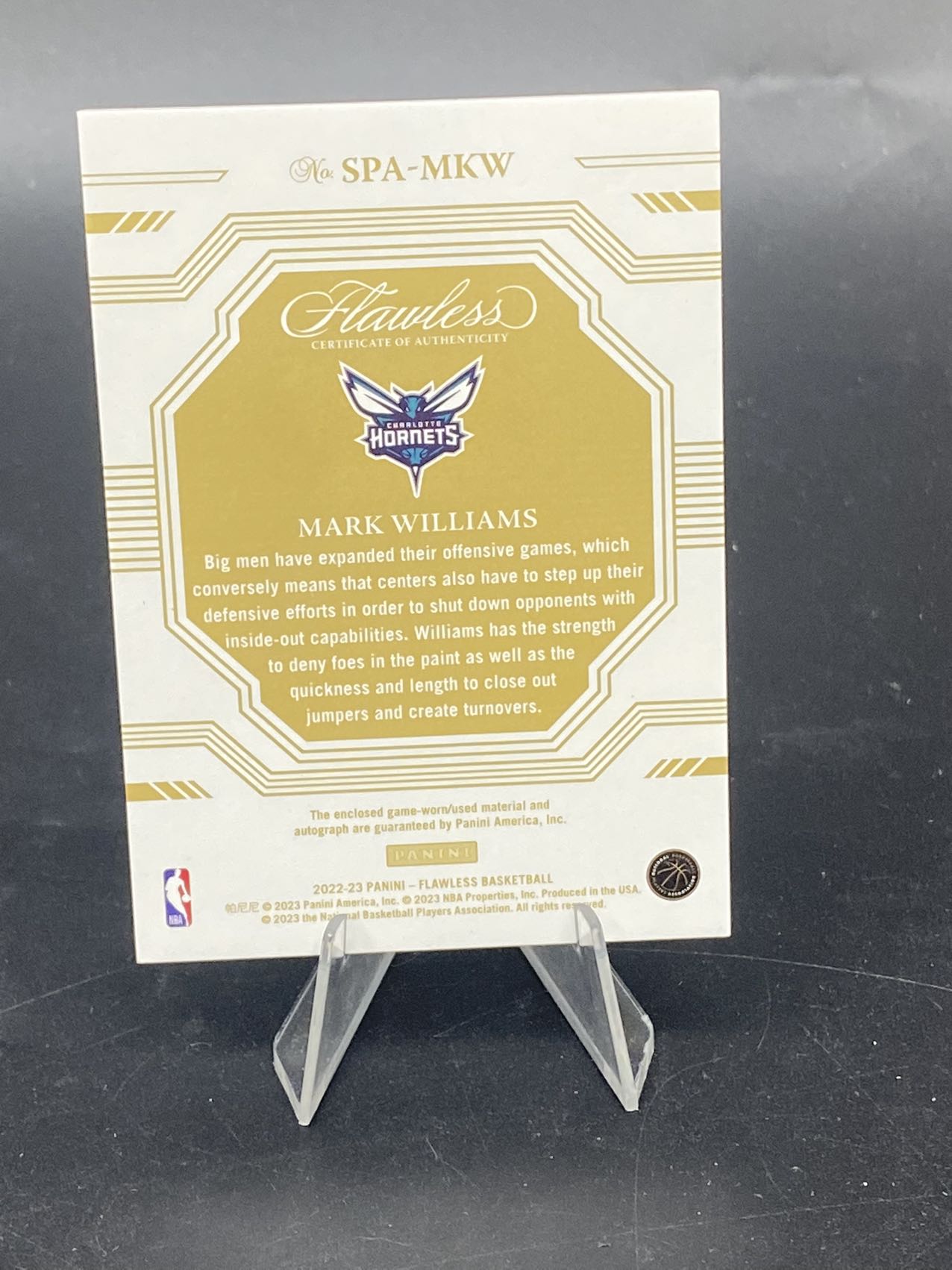 2022-23 Panini Flawless Mark Williams RC 【肥猫代卖】心事全在脸上 手提 黄蜂 马克威廉姆斯 新秀 ...