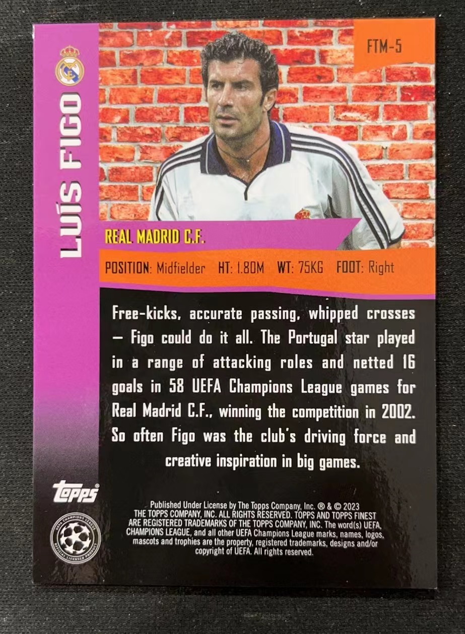 2022-23 Topps Finest luis Figo 【长安代卖】欧冠 皇马 皇家马德里 路易斯菲戈 The Man 大佬特卡 橙折 ...