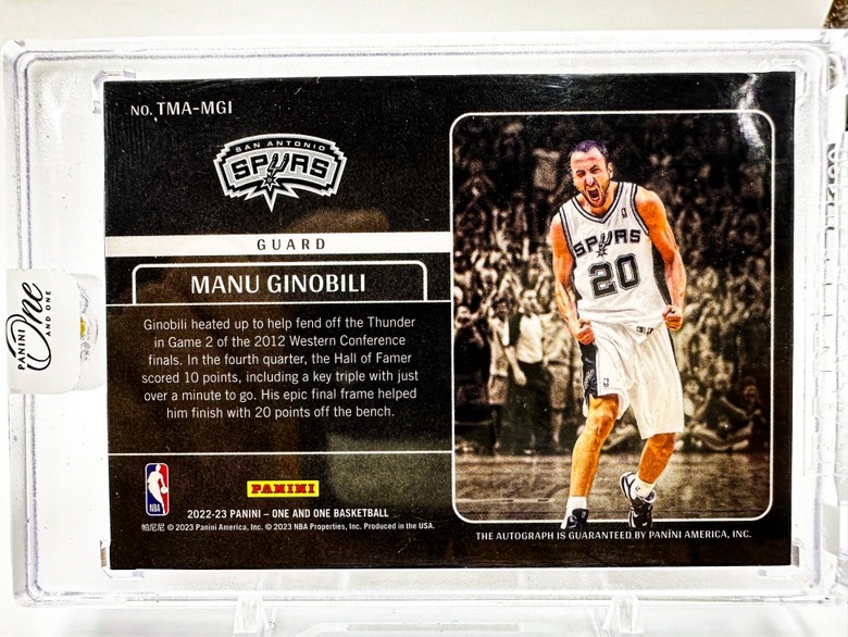 2022-23 Panini One and One Manu Ginobili 【QM拍卖精品】马奴 吉诺比利 5编 时刻卡签 总决赛时刻 ...