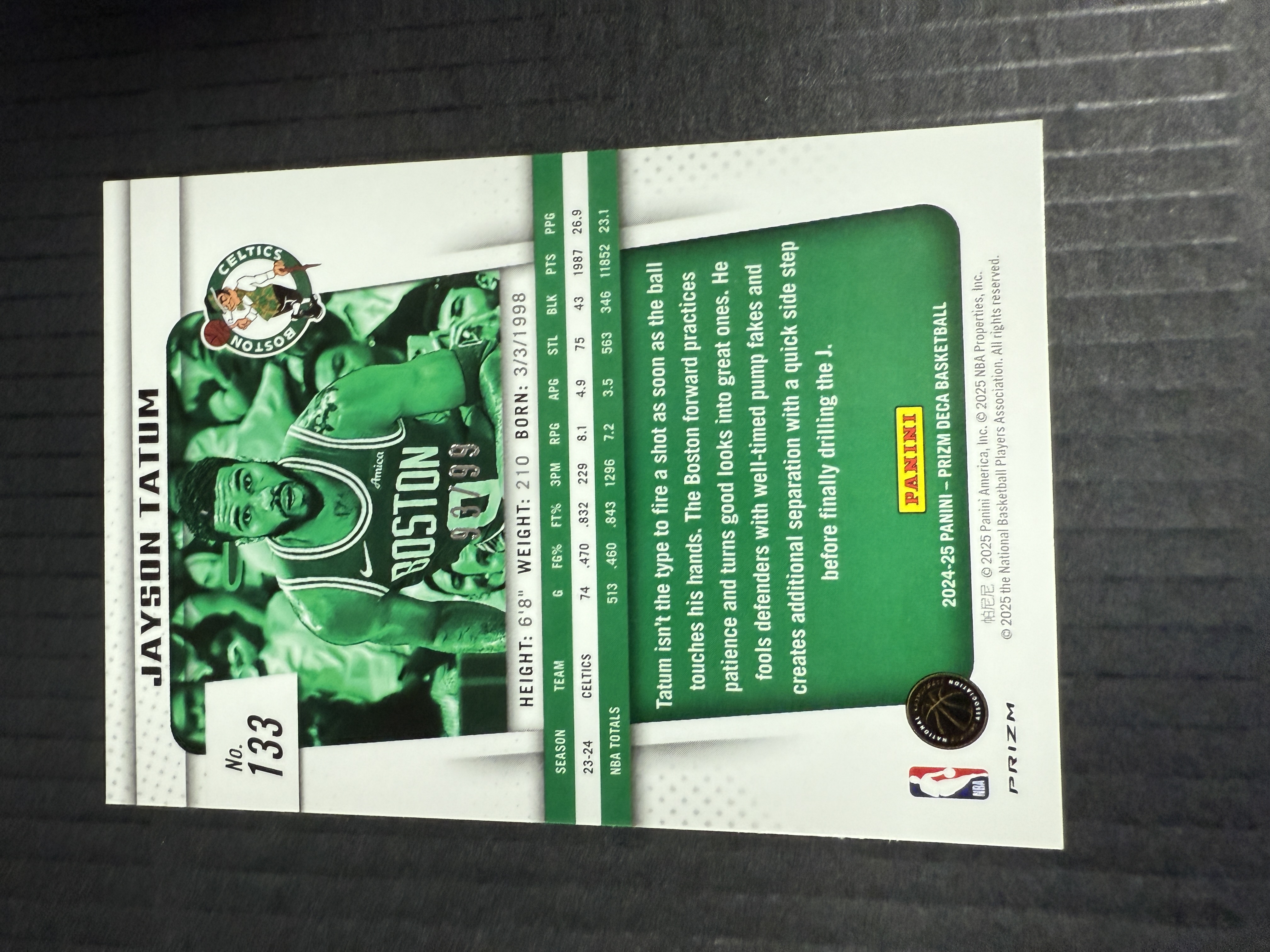 【GOAT山羊拍卖】大叔 2024-25赛季 prizm deca系列 塔图姆 紫折 /99 凯尔特人老大 品相如图 卡淘