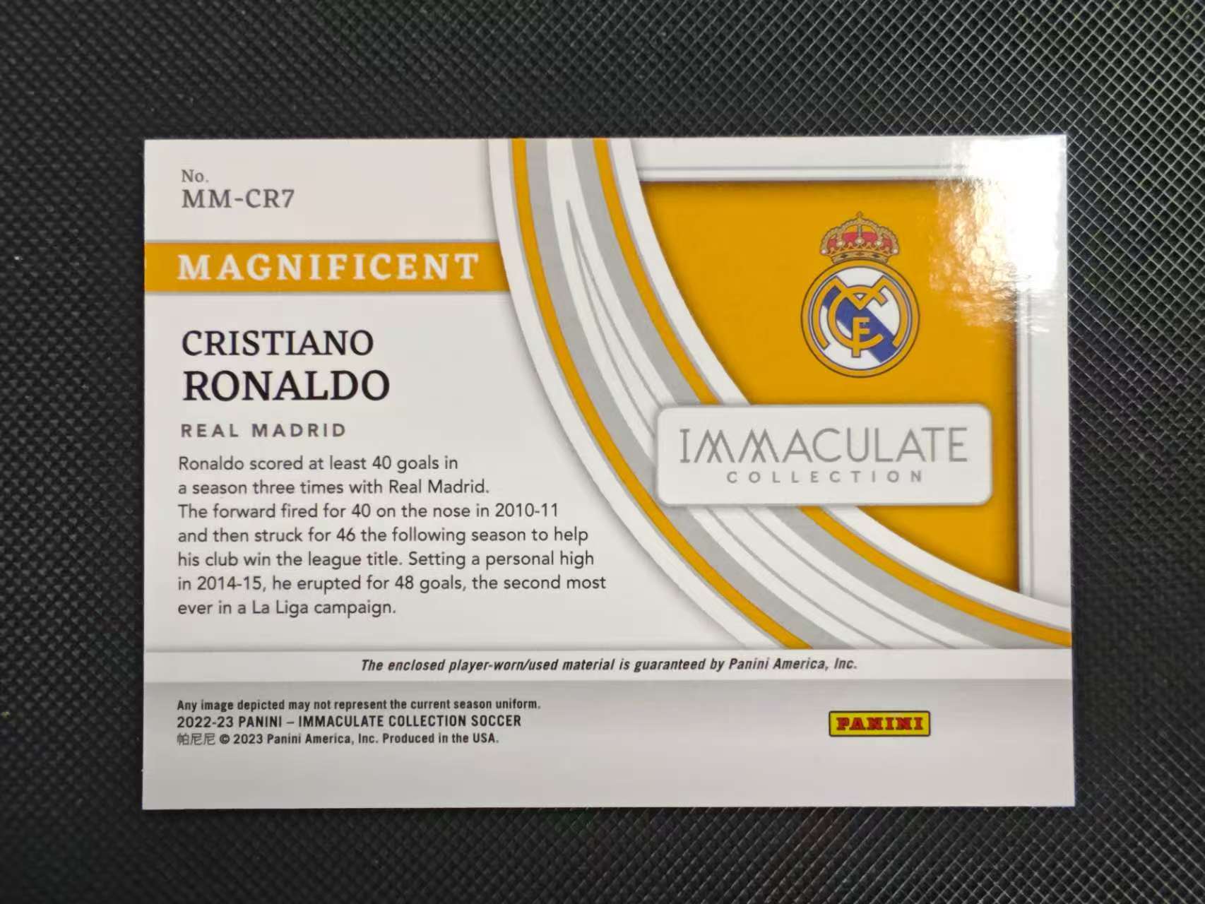 2022-23 Panini Immaculate Cristiano Ronaldo 爱咪咪 皇马 曼联 克里斯蒂亚诺 罗纳尔多 C罗 49 ...