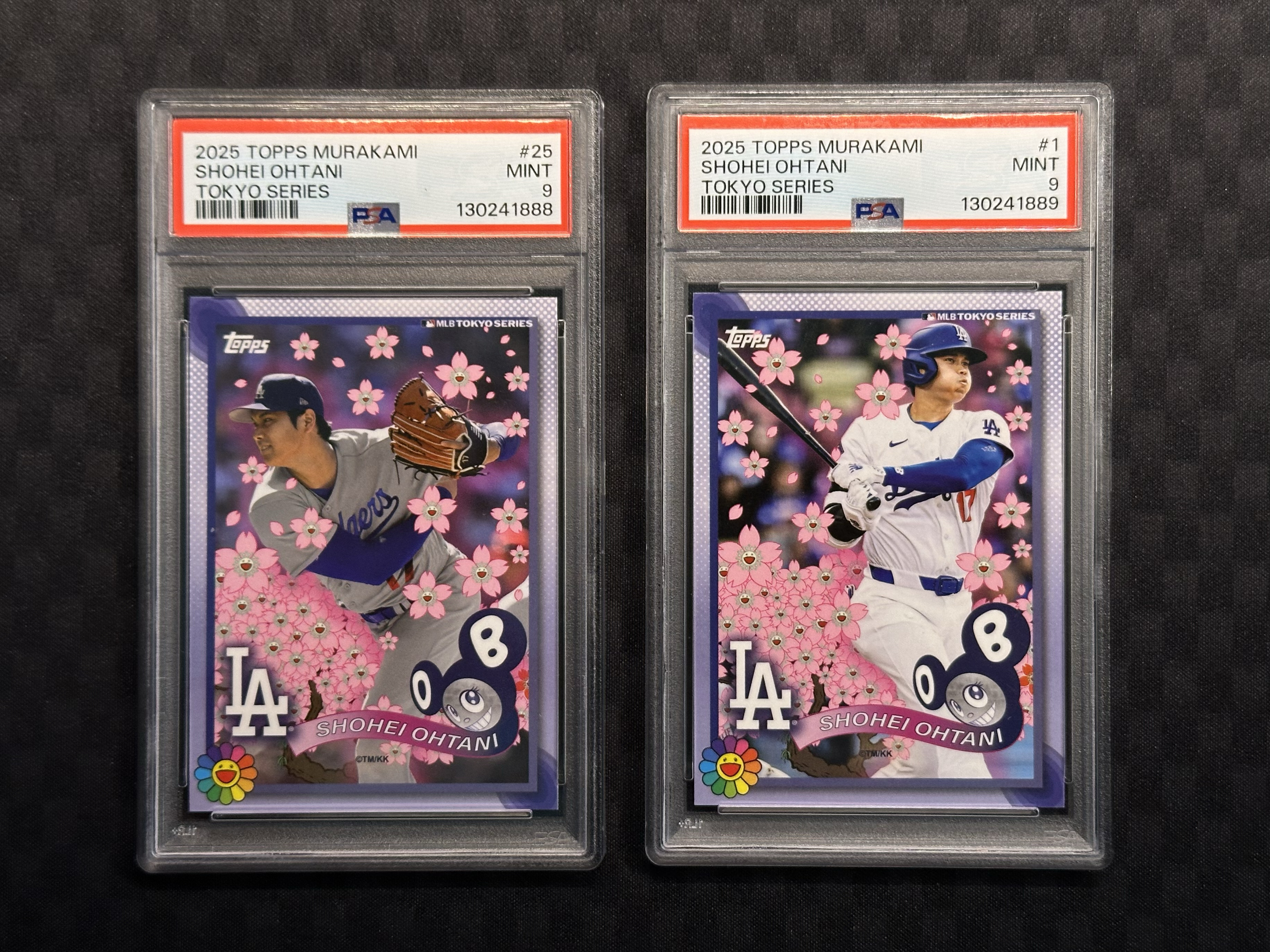 2025-26 Topps Murakami Shohei Ohtani 大谷翔平 双刀流一套2张 连号 把妹送礼物一流 樱花 村上隆联名 ...