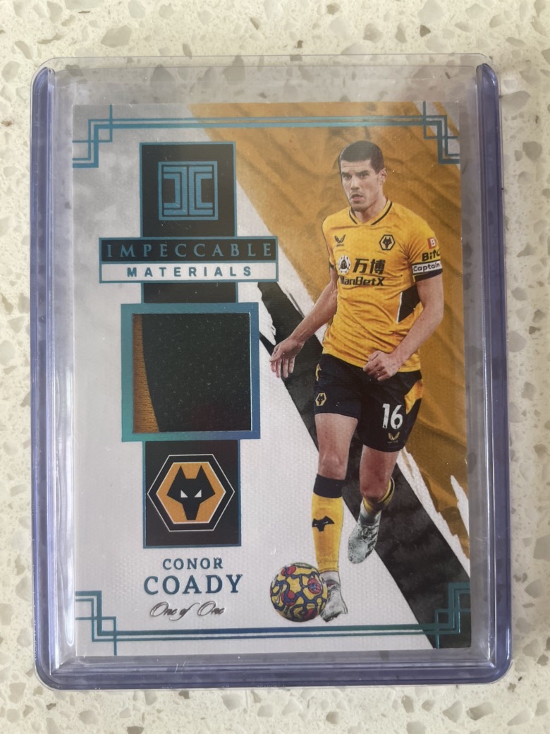 2021-22 Panini Impeccable Conor Coady 小真金 狼队 莱斯特城 埃弗顿 英格兰 考迪 湖水蓝 1/1 ...