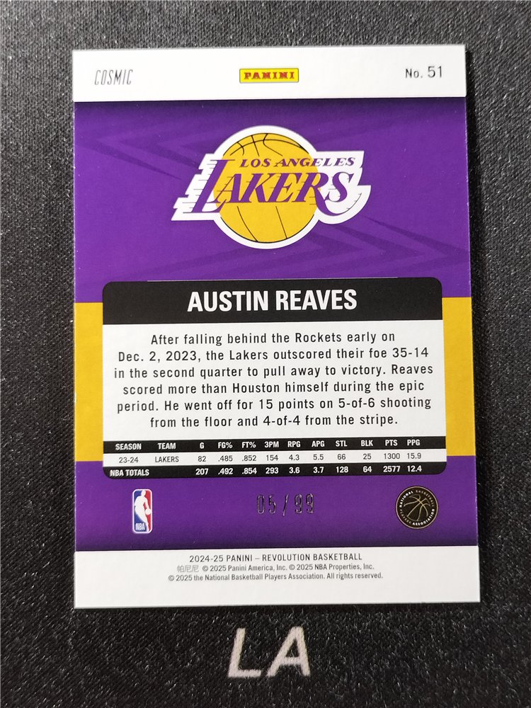 【LA拍卖】2024-25 Panini Revolution Austin Reaves 革命 奥斯丁 里夫斯 里弗斯 湖人后卫 未来可期 ...
