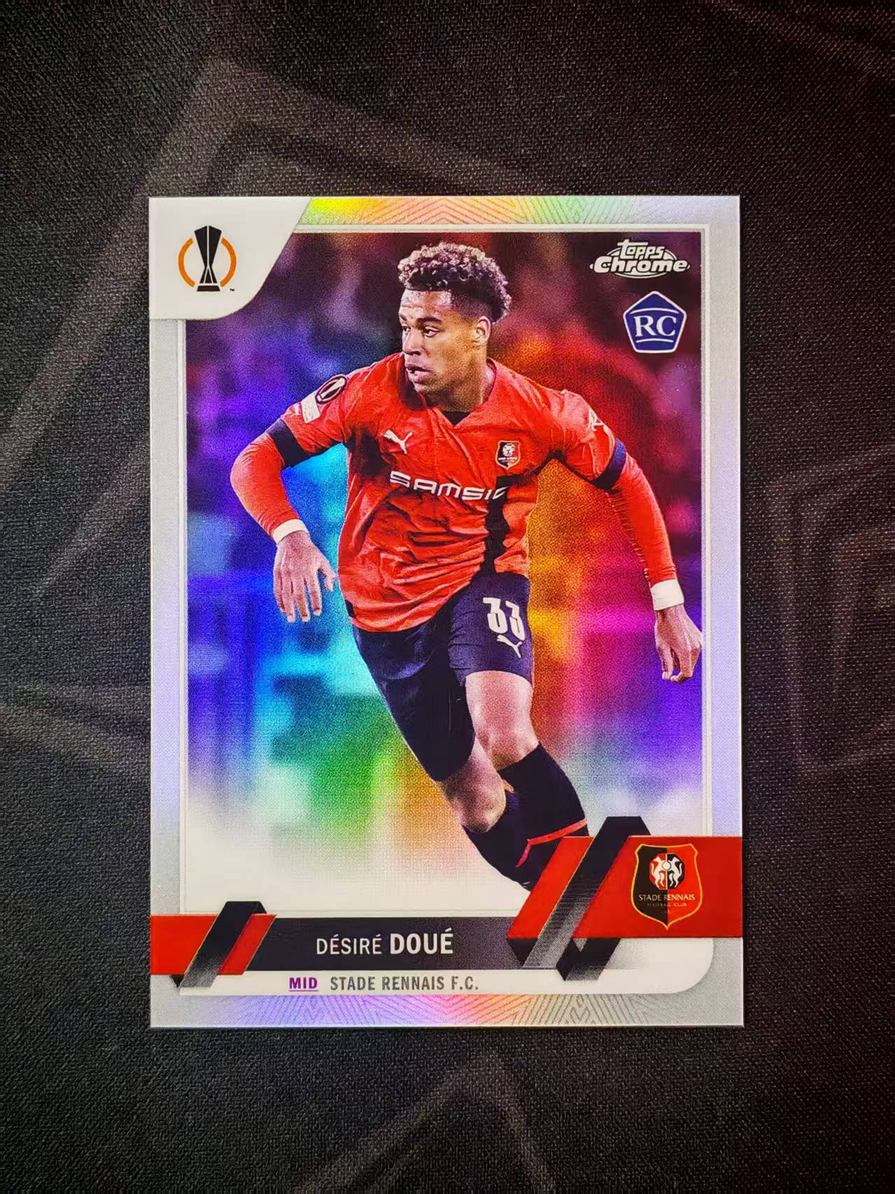 2022-23 Topps Chrome 欧战 Desire Doue 德雷西 杜埃 RC 新秀 银折 雷恩 巴黎圣日耳曼 法国 微痕 洛北 ...