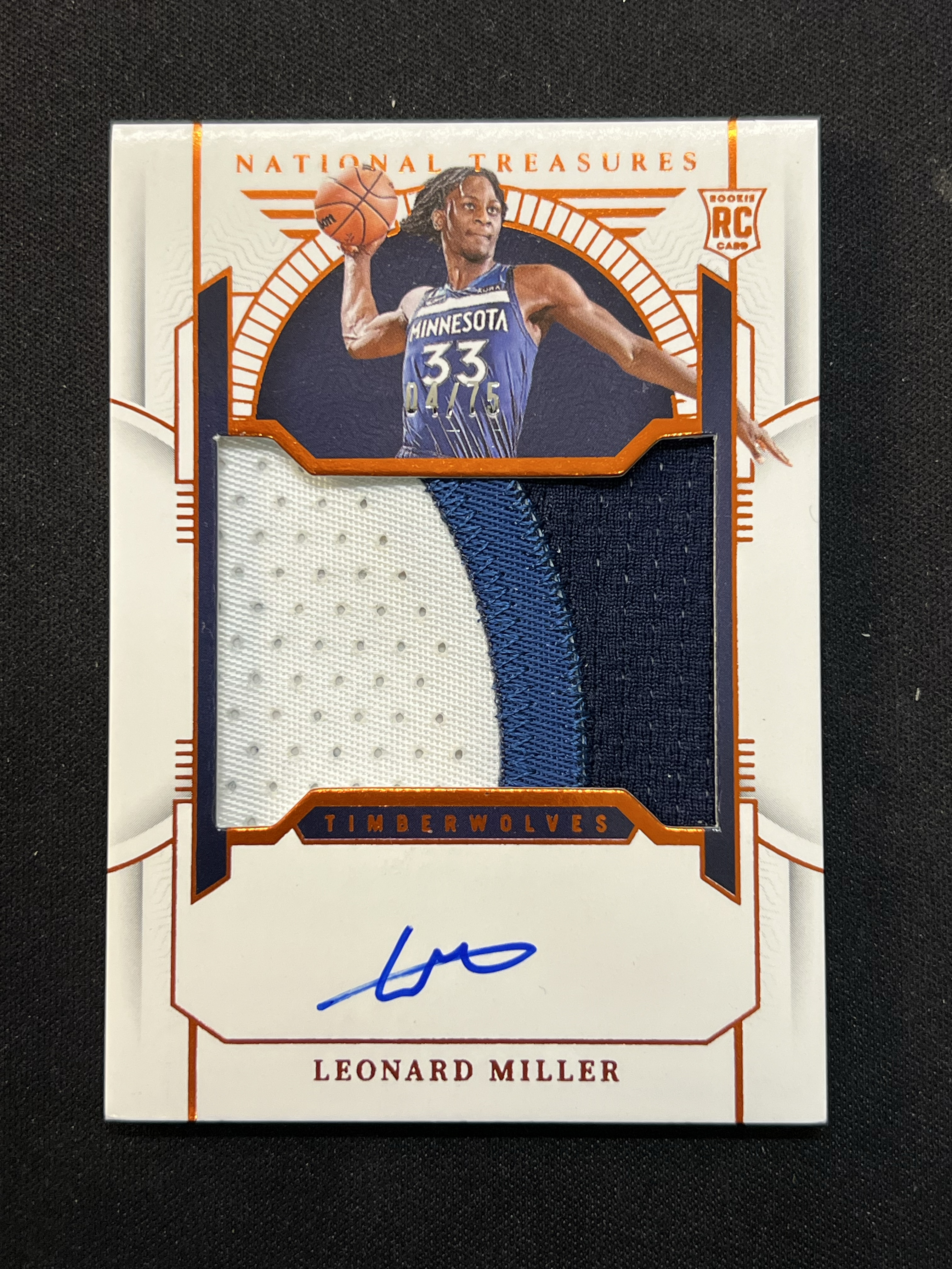 【卡卡星拍卖】2023-24 Panini National Treasures Leonard Miller RC 国宝 新秀 森林狼 ...