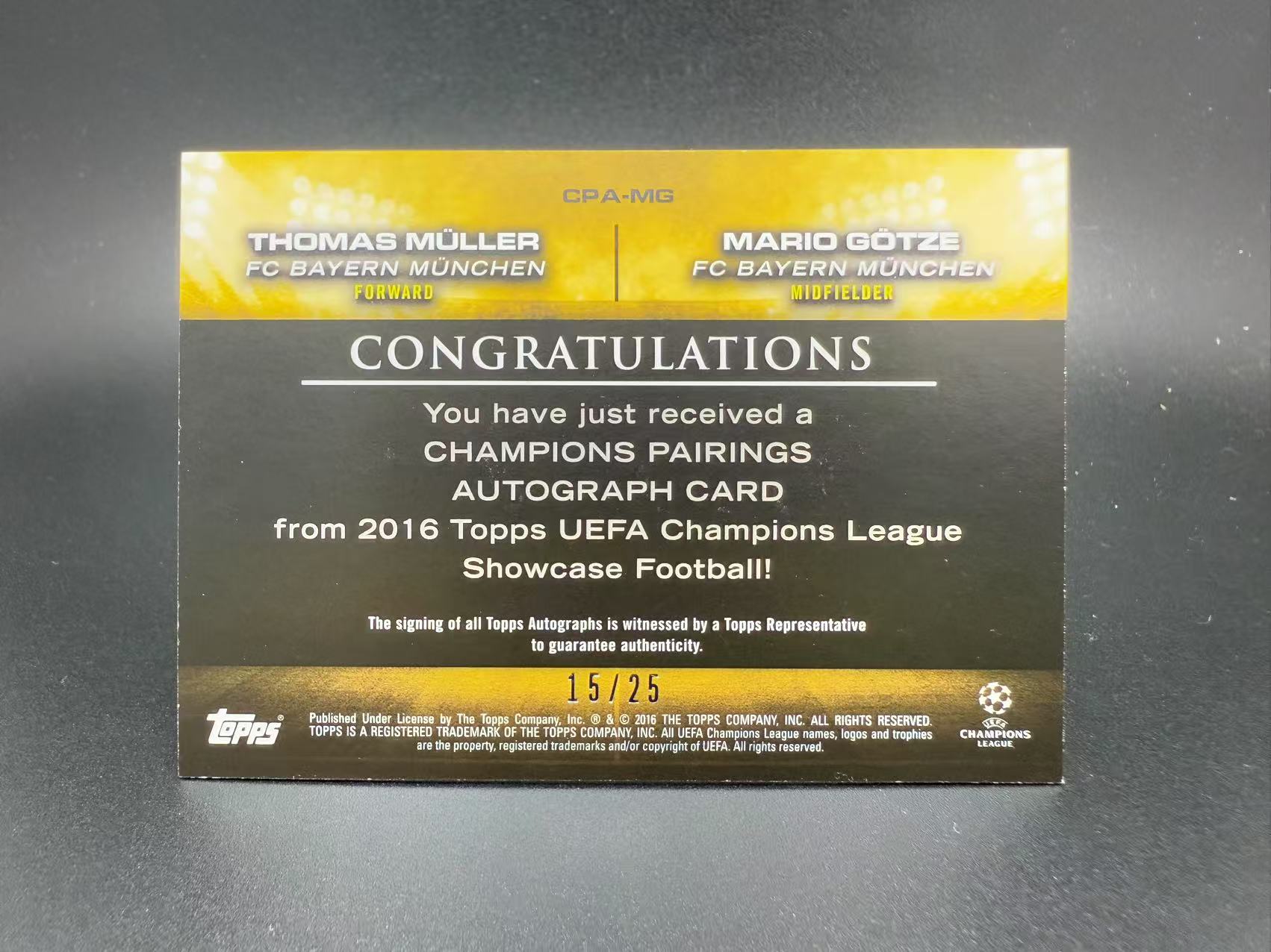 2016 Topps Showcase Muller Gotze 【湖水蓝拍卖】穆勒/格策 拜仁慕尼黑 UCL 元年 双签 双人 Dual ...
