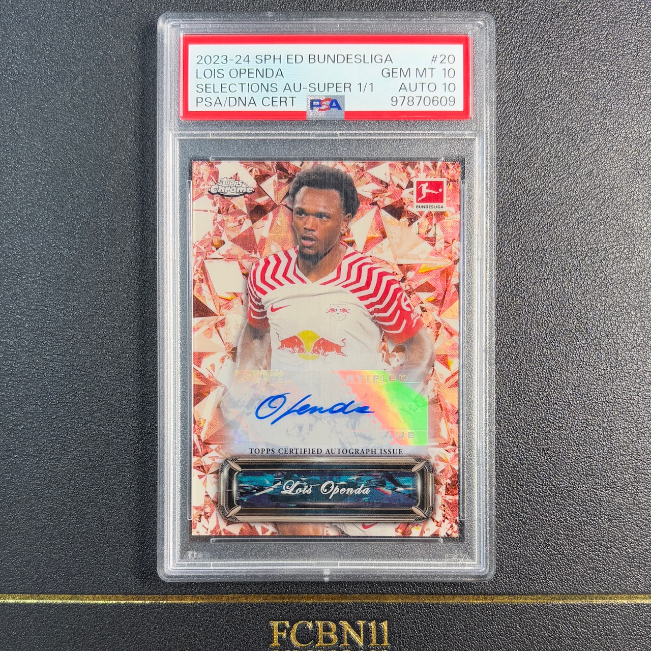 【FCB拍卖】2023-24 TOPPS CHROME OPENDA 奥蓬达 签字 一编 1/1 爆金碎冰签 PSA10/10 粉碎冰 精选 ...