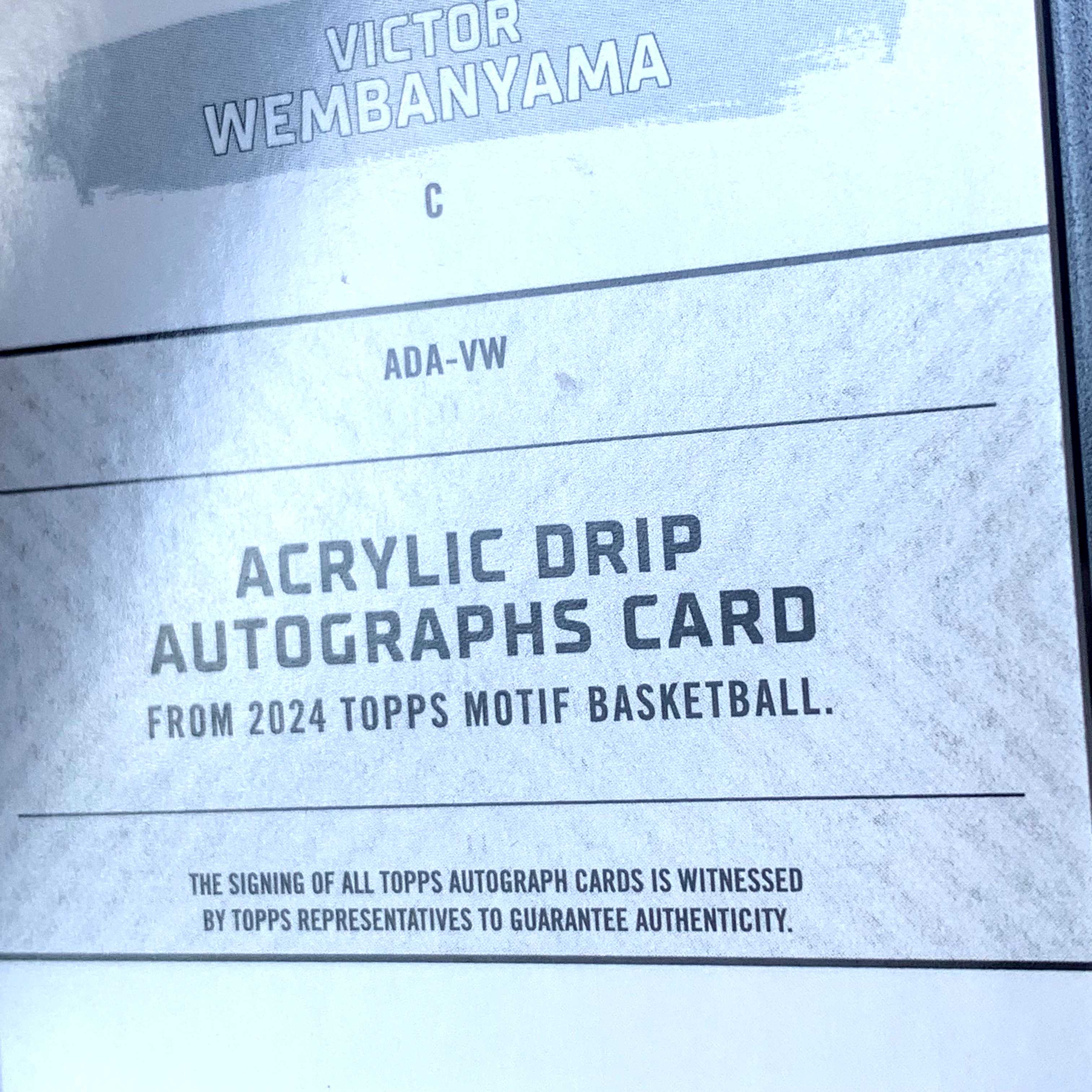 2024 Topps Motif Victor Wembanyama 【海宝】马刺 新秀RC 文班亚马 Acrylic Drip 99编 签字 ...