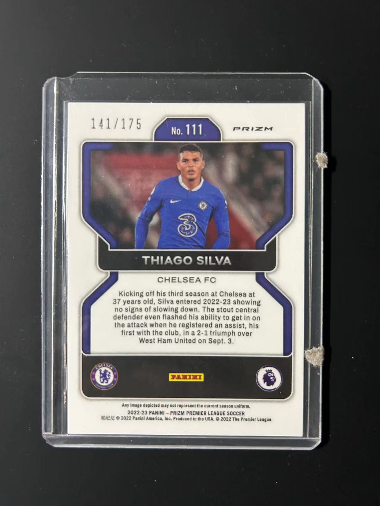 2022-23 Panini Prizm Thiago Silva 英超PZ 蒂亚戈-席尔瓦 141/175编 蓝折 切尔西 巴西国脚 顶级后卫 蓝配蓝 卡品如图 投资收藏必备 A026 卡淘