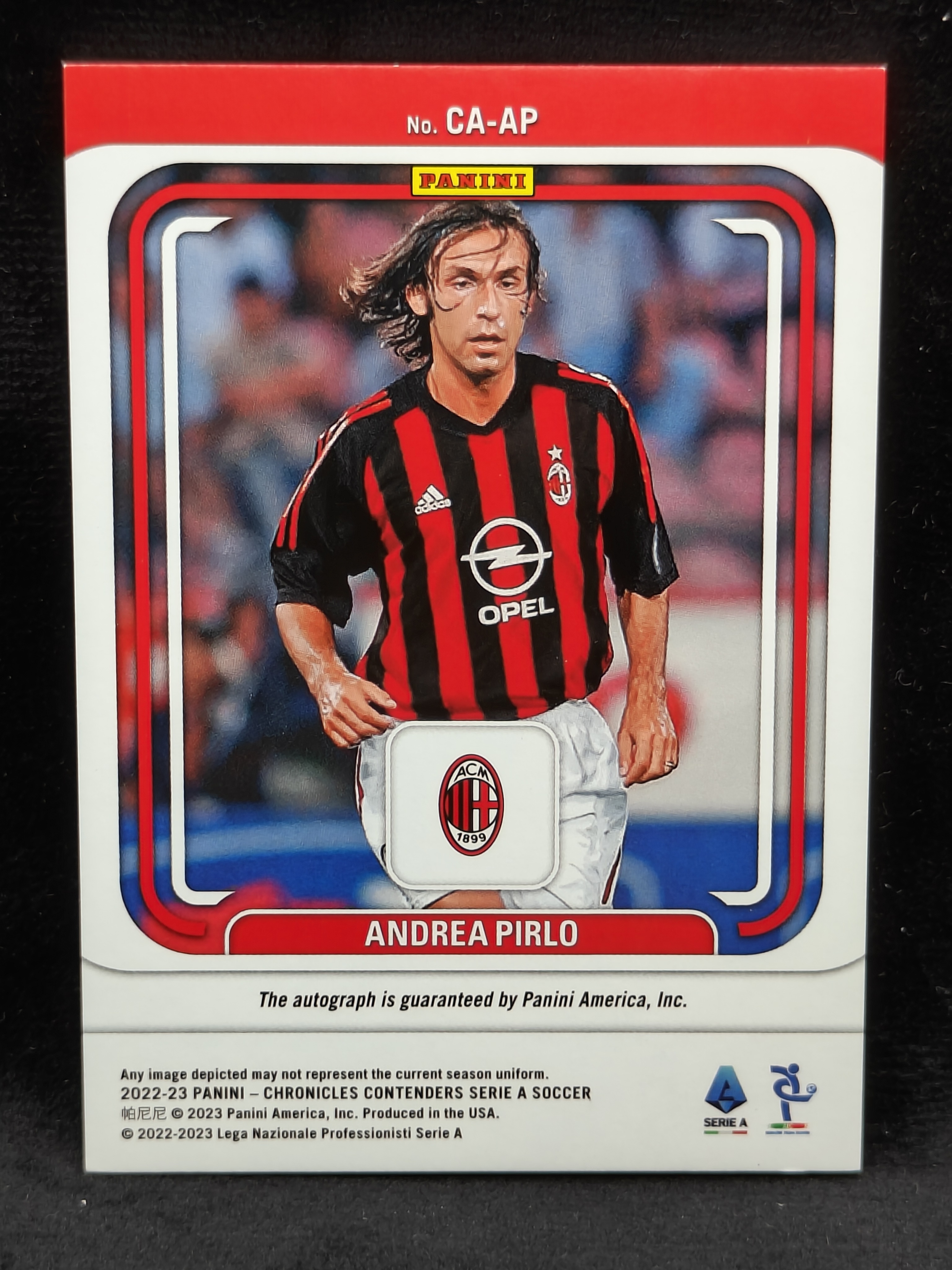 2022-23 Panini Chronicles 【伦子代拍】 Andrea Pirlo 安德烈亚 皮尔洛 球票 签字 ac米兰 意大利 中场大师 138/139编 jefr 卡品如图 卡淘
