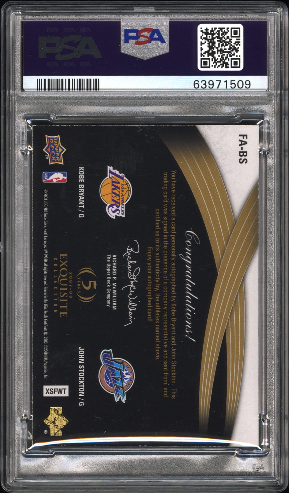 2007-08 Upper Deck Exquisite Collection Kobe Bryant 木盒 奖杯双签 科比 布莱恩特 约翰 ...