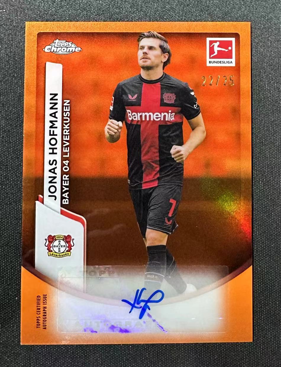 【长安代卖】2023-24 Topps chrome Jonas Hofmann 德甲 勒沃库森 约纳斯·霍夫曼 橙折签字 22/25编 超低 ...