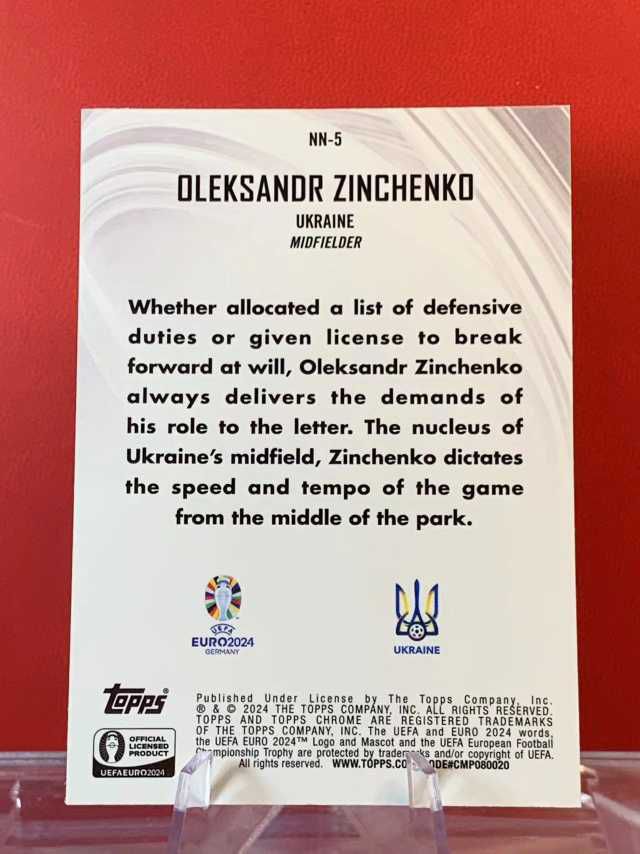 （老末代拍)E 09 2024 Topps Chrome Oleksandr Zinchenko 津琴科 乌克兰 霓虹国度特卡 欧洲杯TC元年 ...