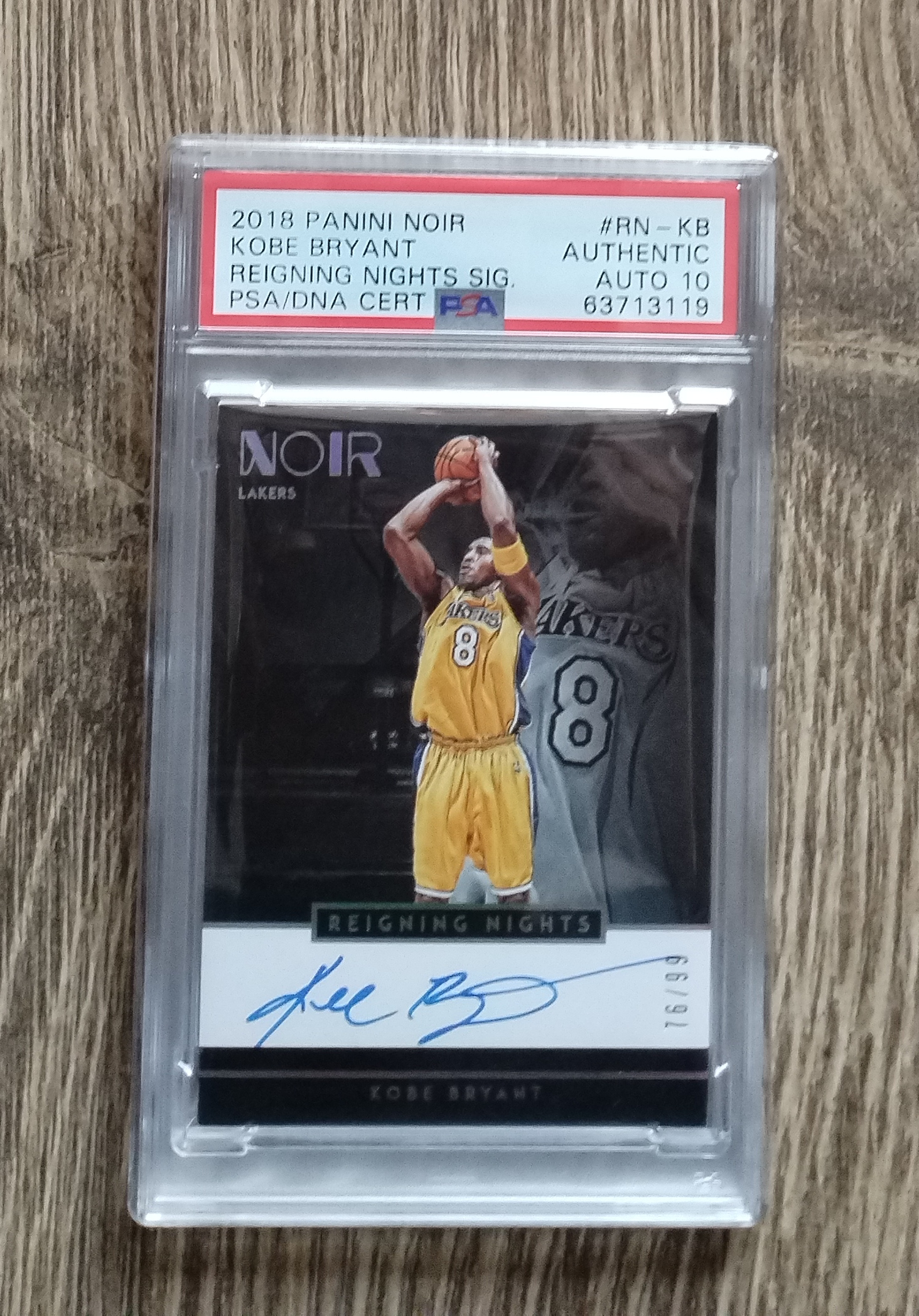 2018 Panini Noir Kobe Bryant 【TK 实名专卖】诺尔 科比 布莱恩特 REIGNING NIGHTS AUTO ...