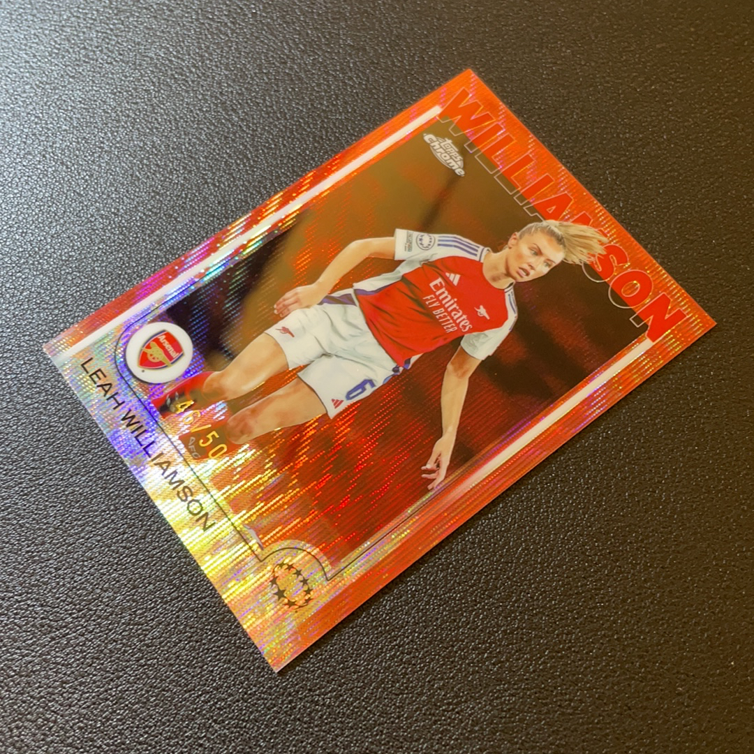2025 Topps Chrome 女足 欧冠 Arsenal Leah Williamson Wave 50编 低编 金波纹折 玫瑰金折 莉 ...