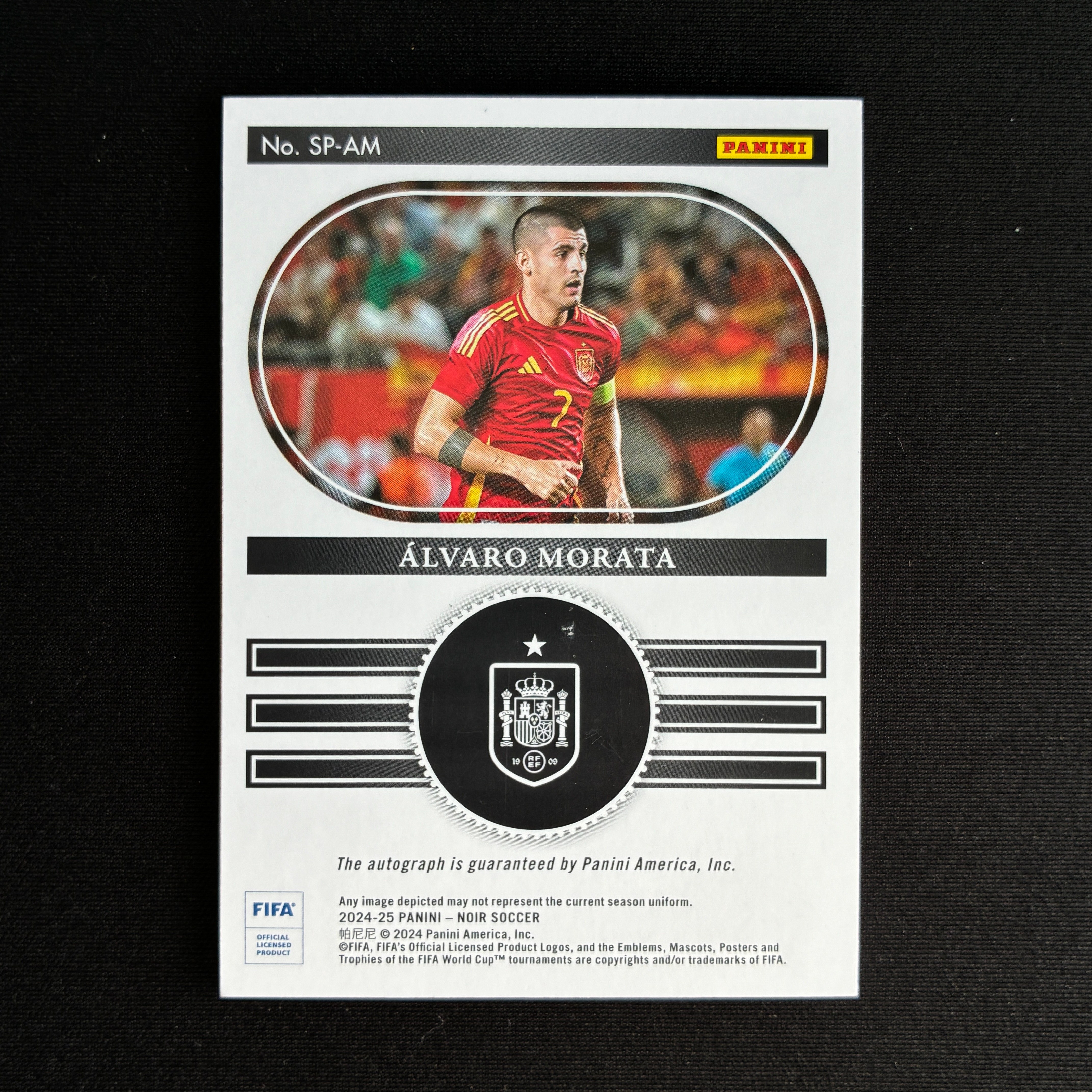 【杰基拍卖】2024-25 Panini Noir Alvaro Morata FIFA 诺尔 西班牙 莫拉塔 Snapshot 快照签 签字 ...